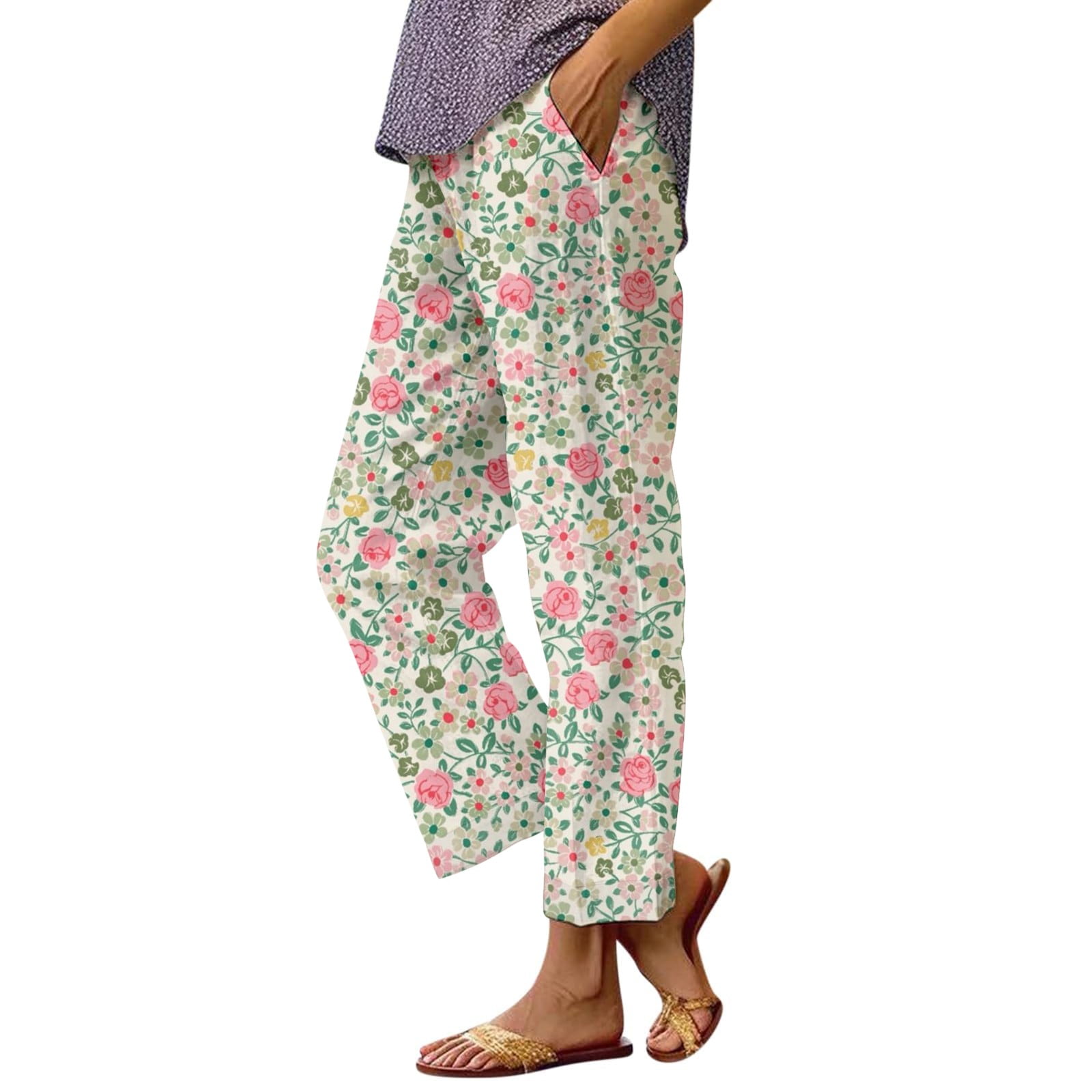 YUEJUIR Palazzo Pants for Women Women's Retro Striped Design Loose ...