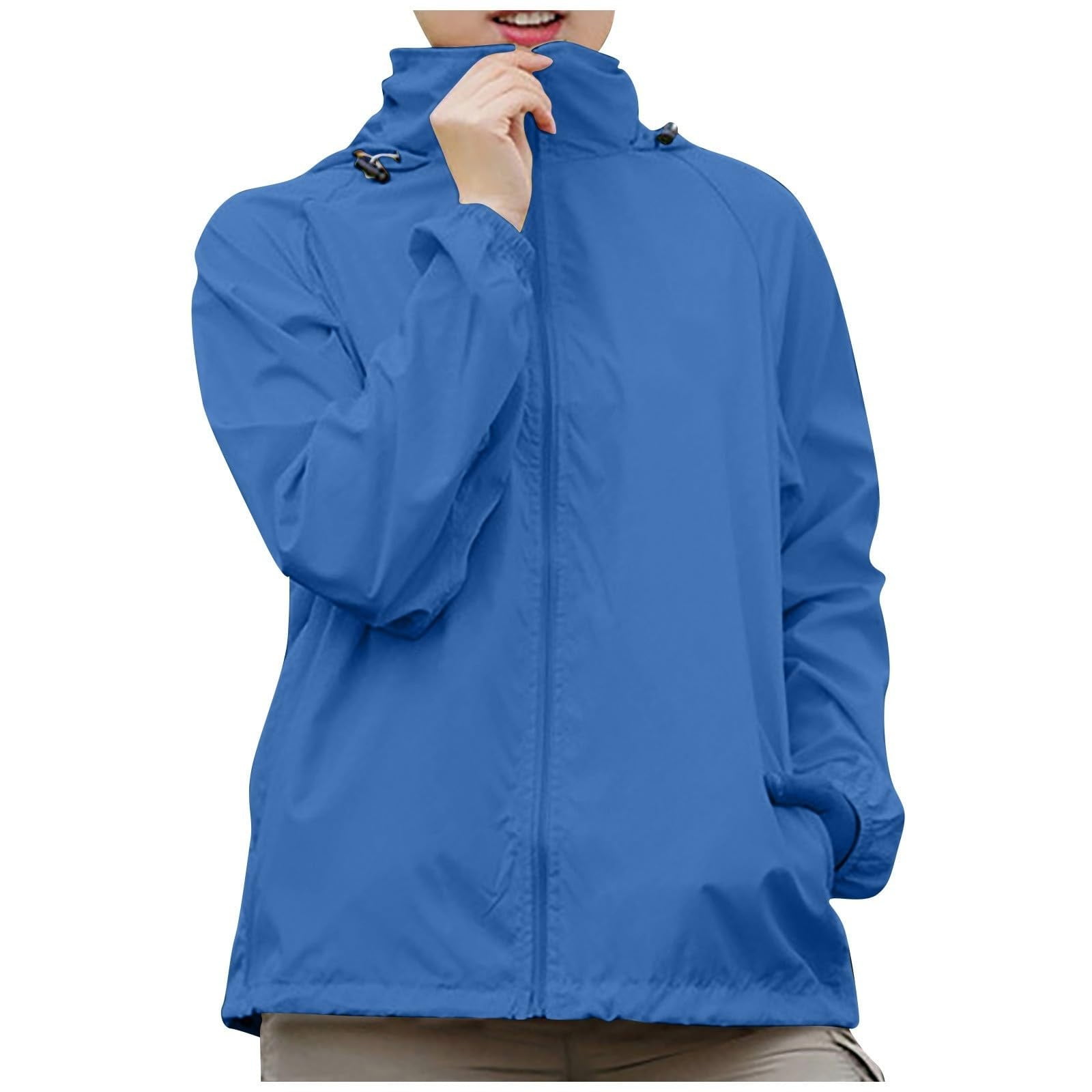 YUEJUIR Raincoat for Women Waterproof Packable Long Hooded Trench Coat ...