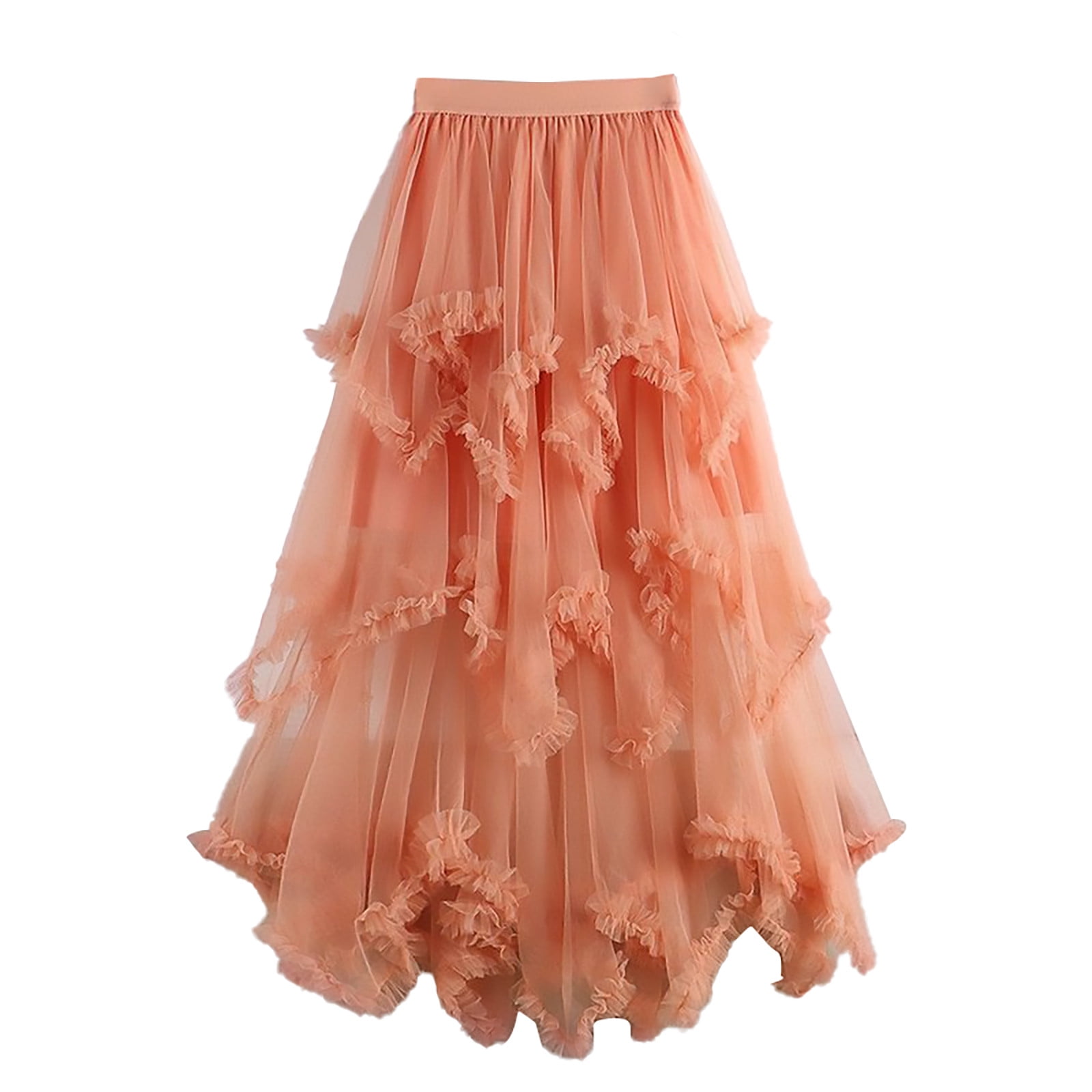YUEJUIR Women's Tulle Skirt Ruffle Multilayer Mesh A Line Tier Tutu ...