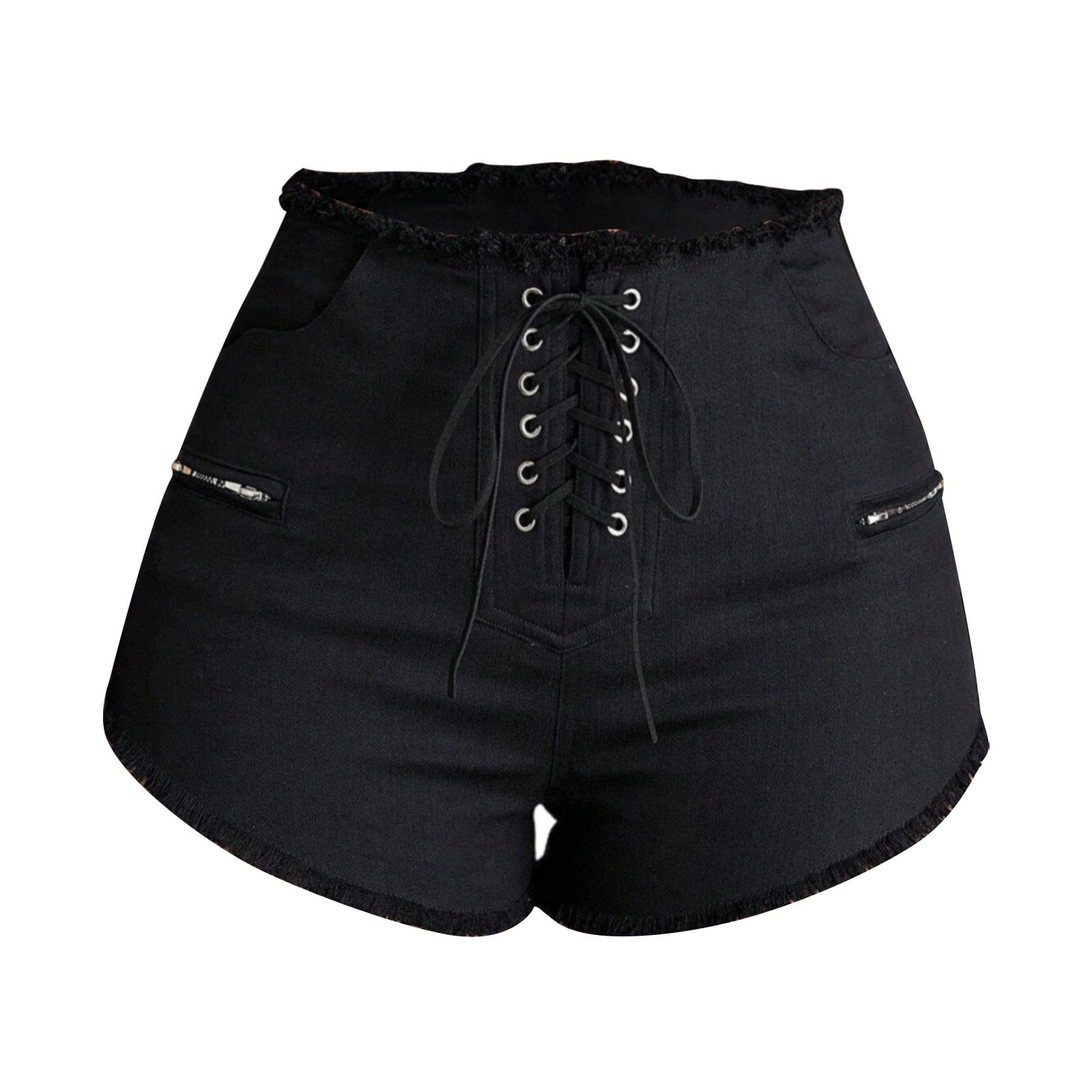 Yuejuir Womens Jean Shorts Womens Casual Lace Up Mid Rise Jeans Fashionable Casual Shorts