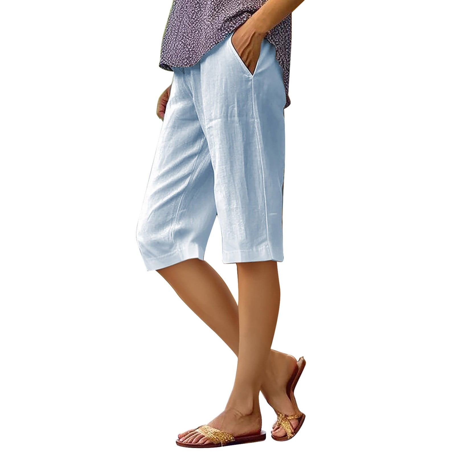 YUEJUIR Yoga Capris with Pockets for Women Womens Casual Loose Elastic ...