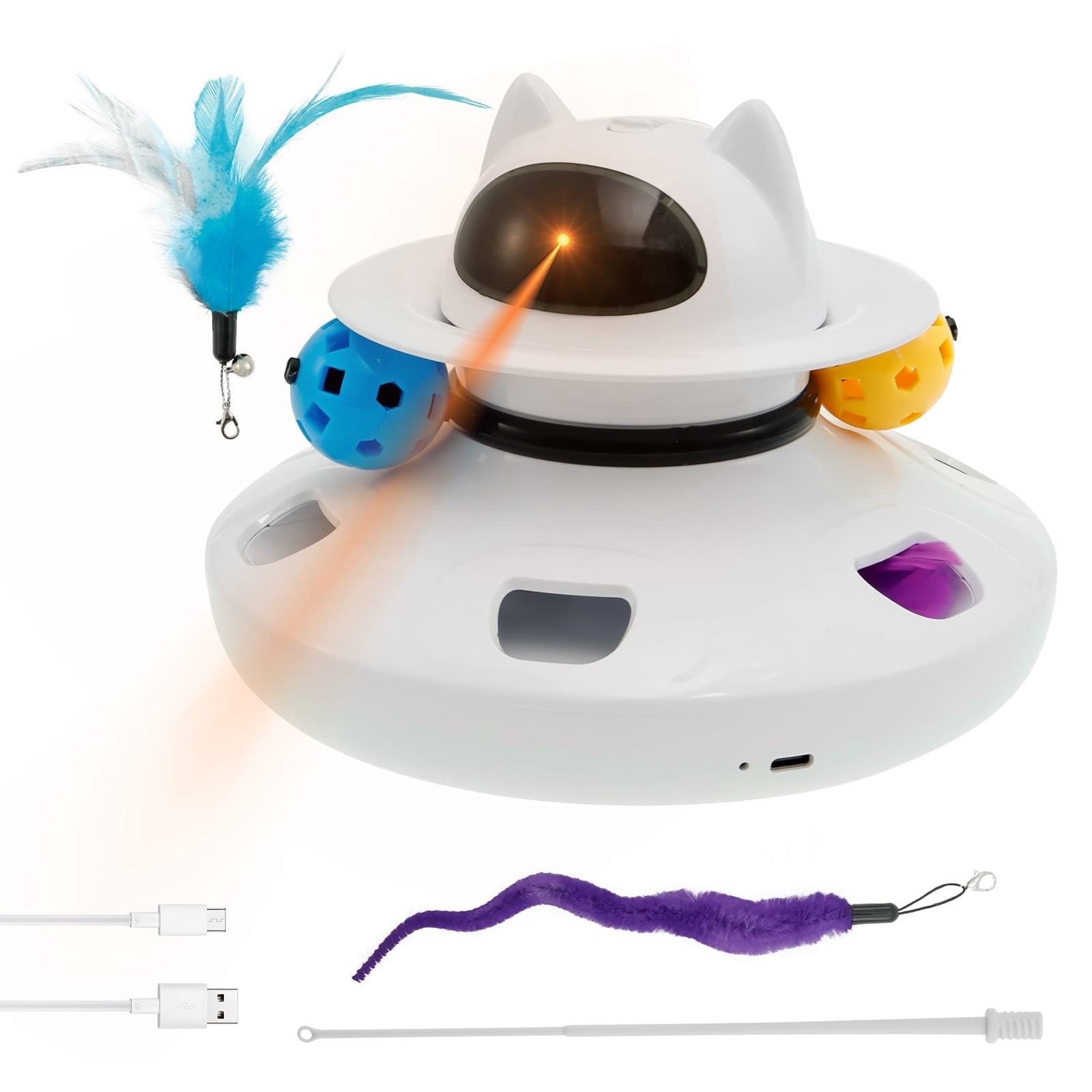 YUEQING Electric Interactive Cat Toys ABS Cat Teaser Toys 4 in 1 Indoor ...