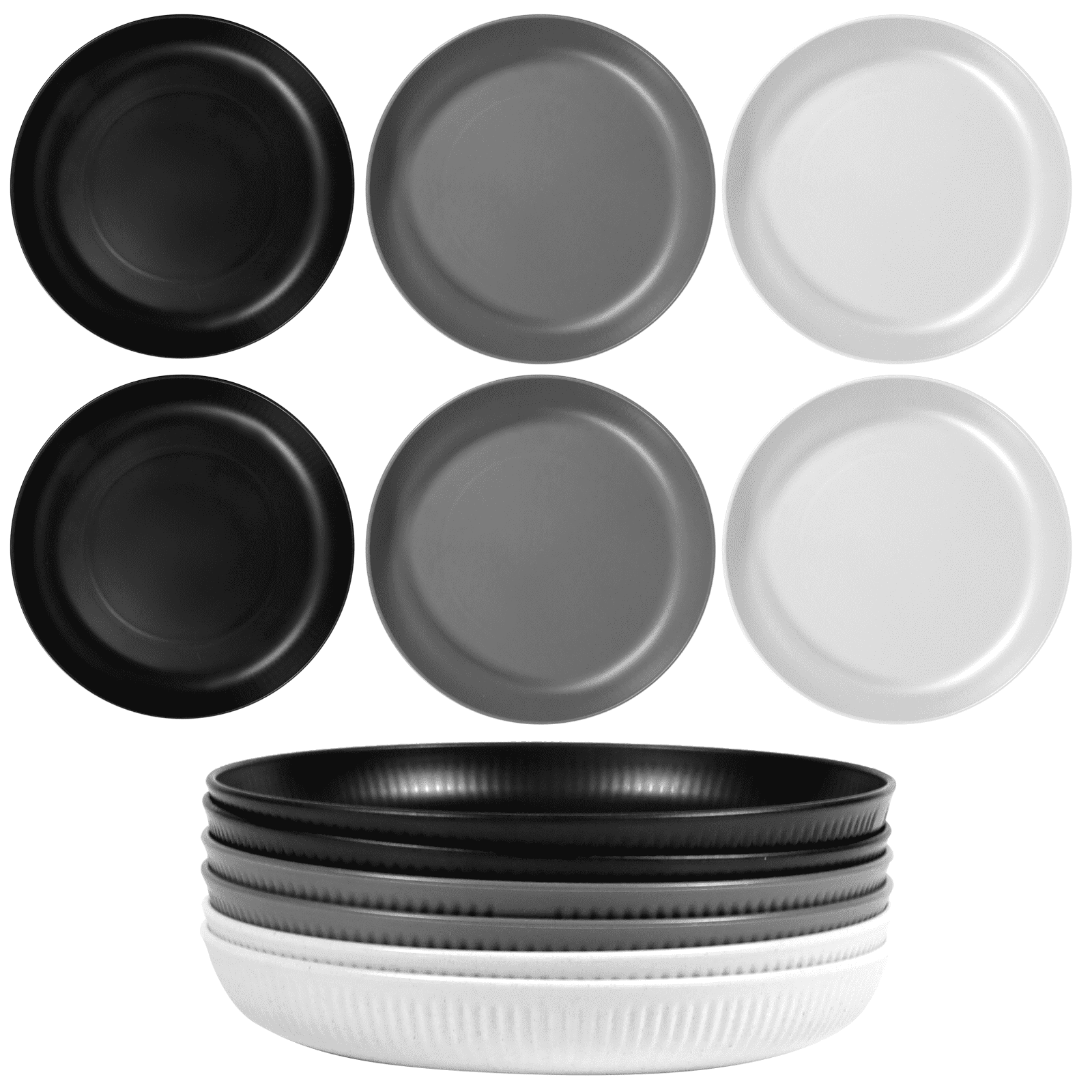 YUESHENGHAO 9-inch wheat straw Deep plate / 6-piece unbreakable salad ...