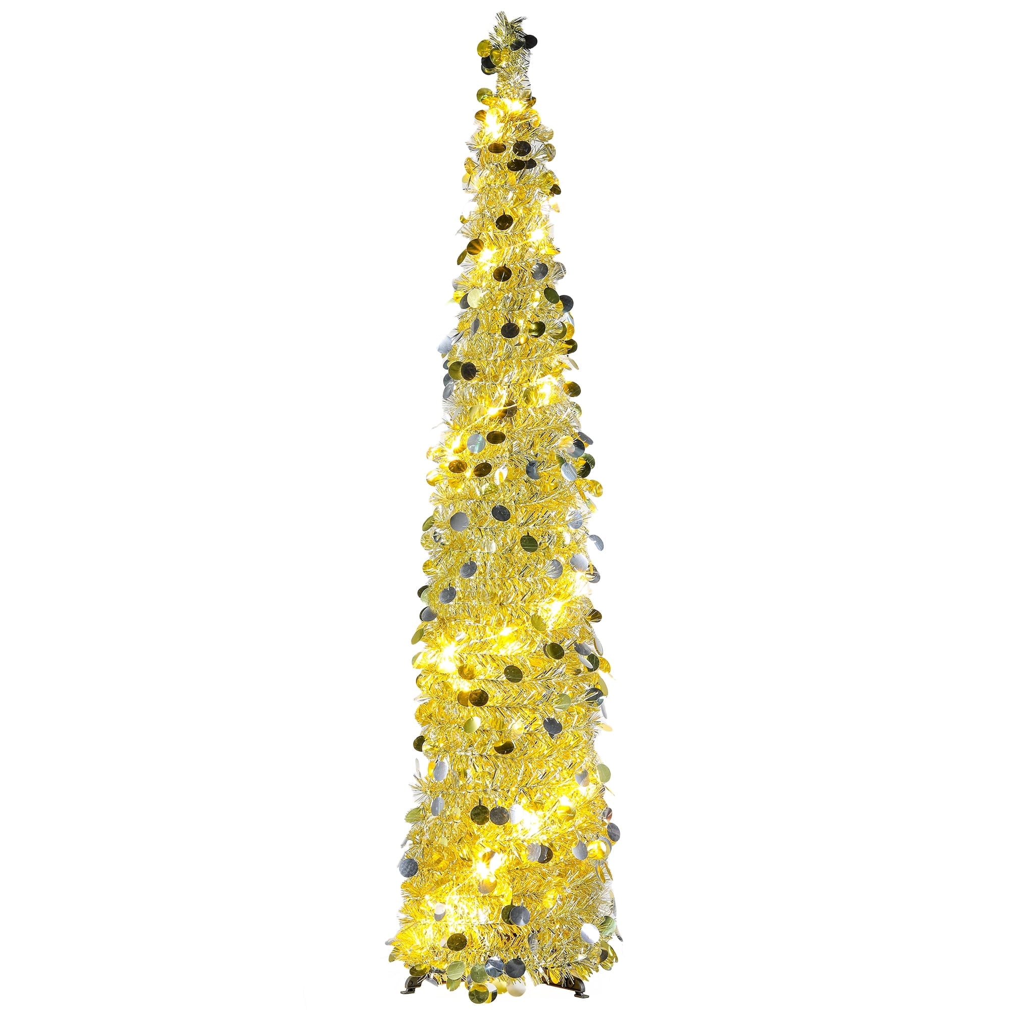 YUETJIN 5 Ft Pencil Christmas Tree with Colorful Sequin, Artificial, 35 ...