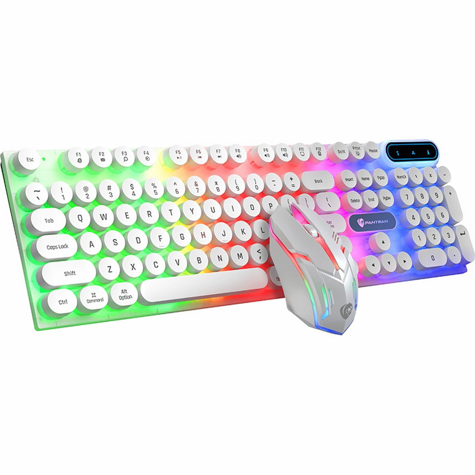 YUEVE 104 Key RGB Backlit Floating Button Mechanical Feel Desktop ...