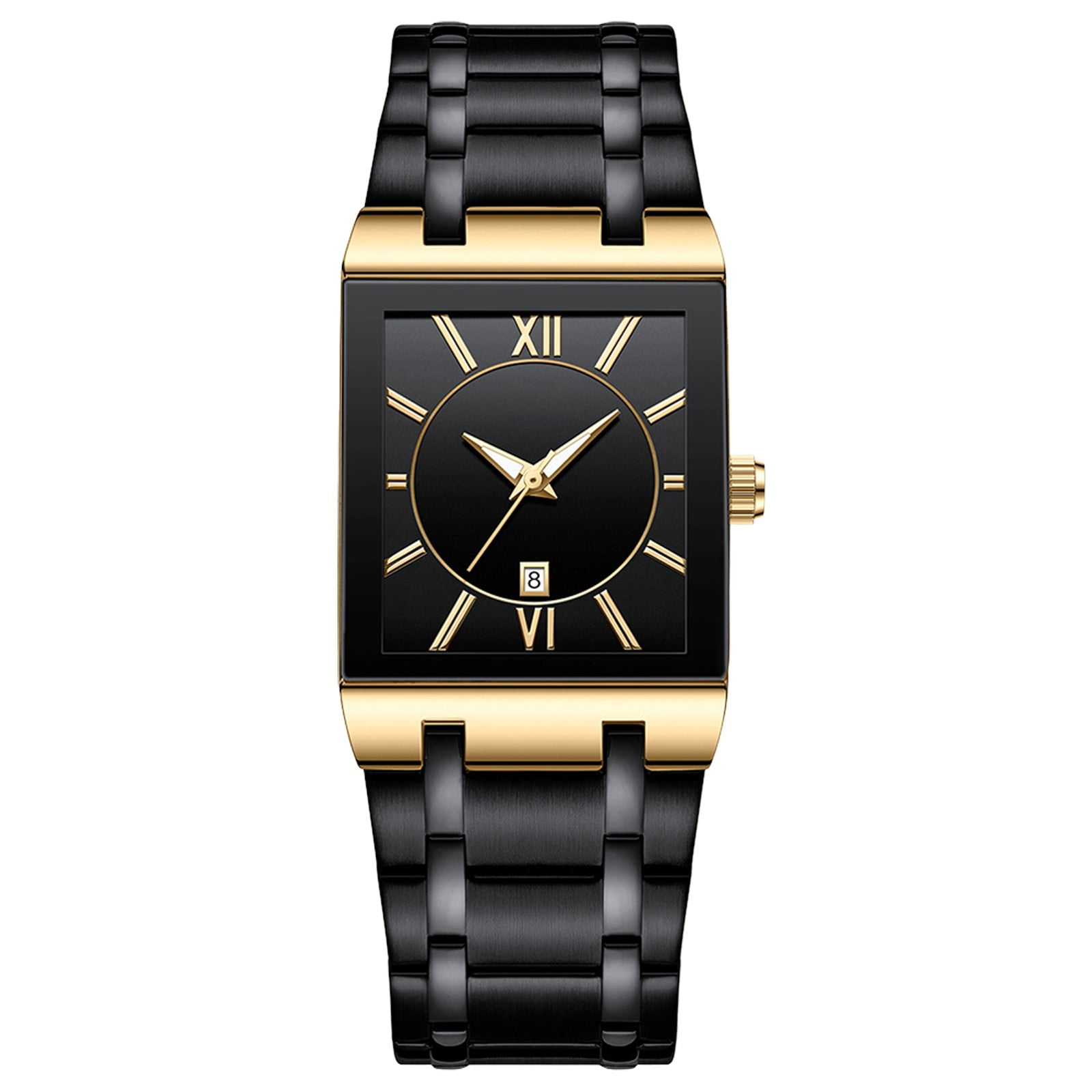 YUEVE Business Golden Stainless Steel Watch For Men Fashion Rectangle ...
