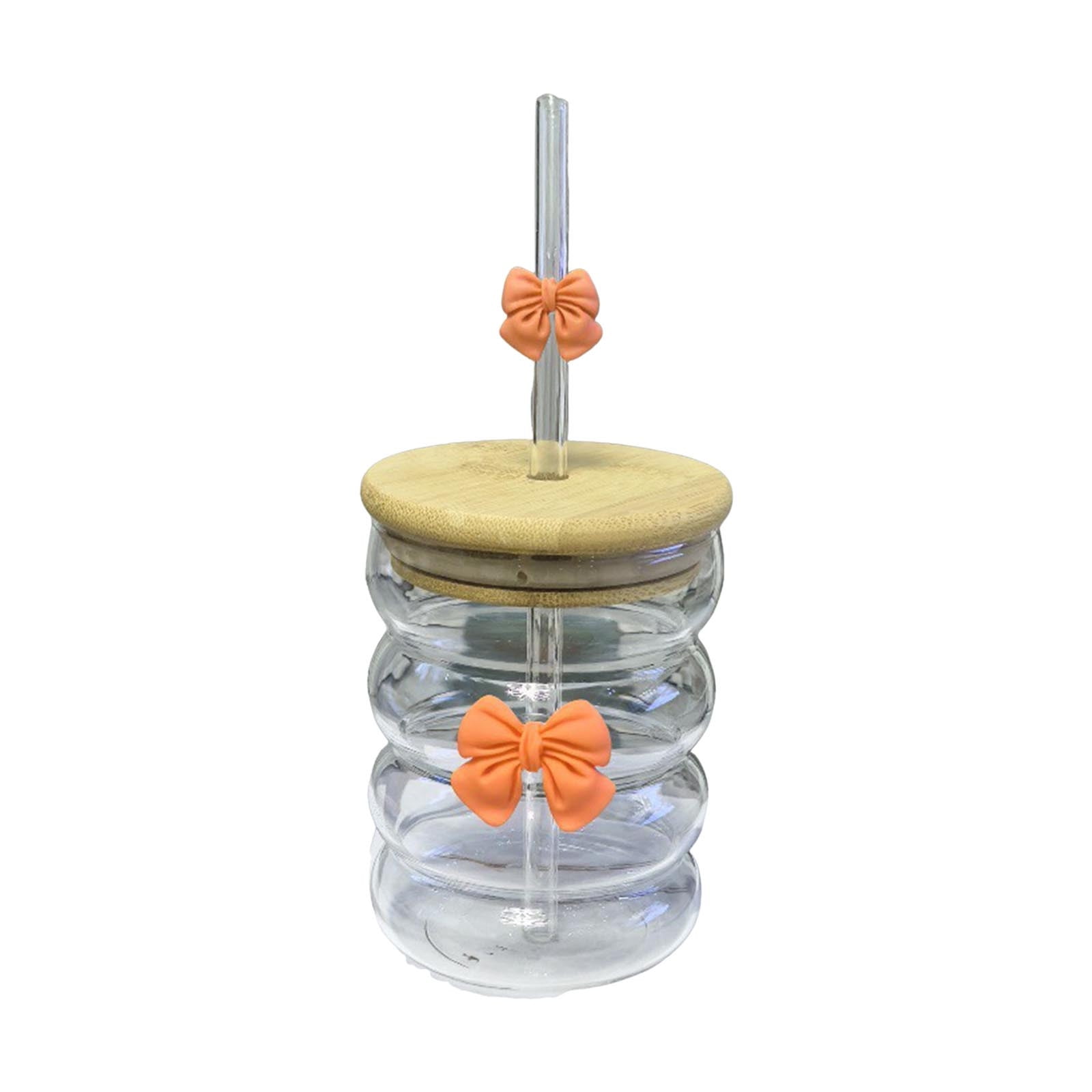 YUEVE Cute Bow Glass Cup Bow Glass Cup Retro Ribbed Water Cup Ladies ...