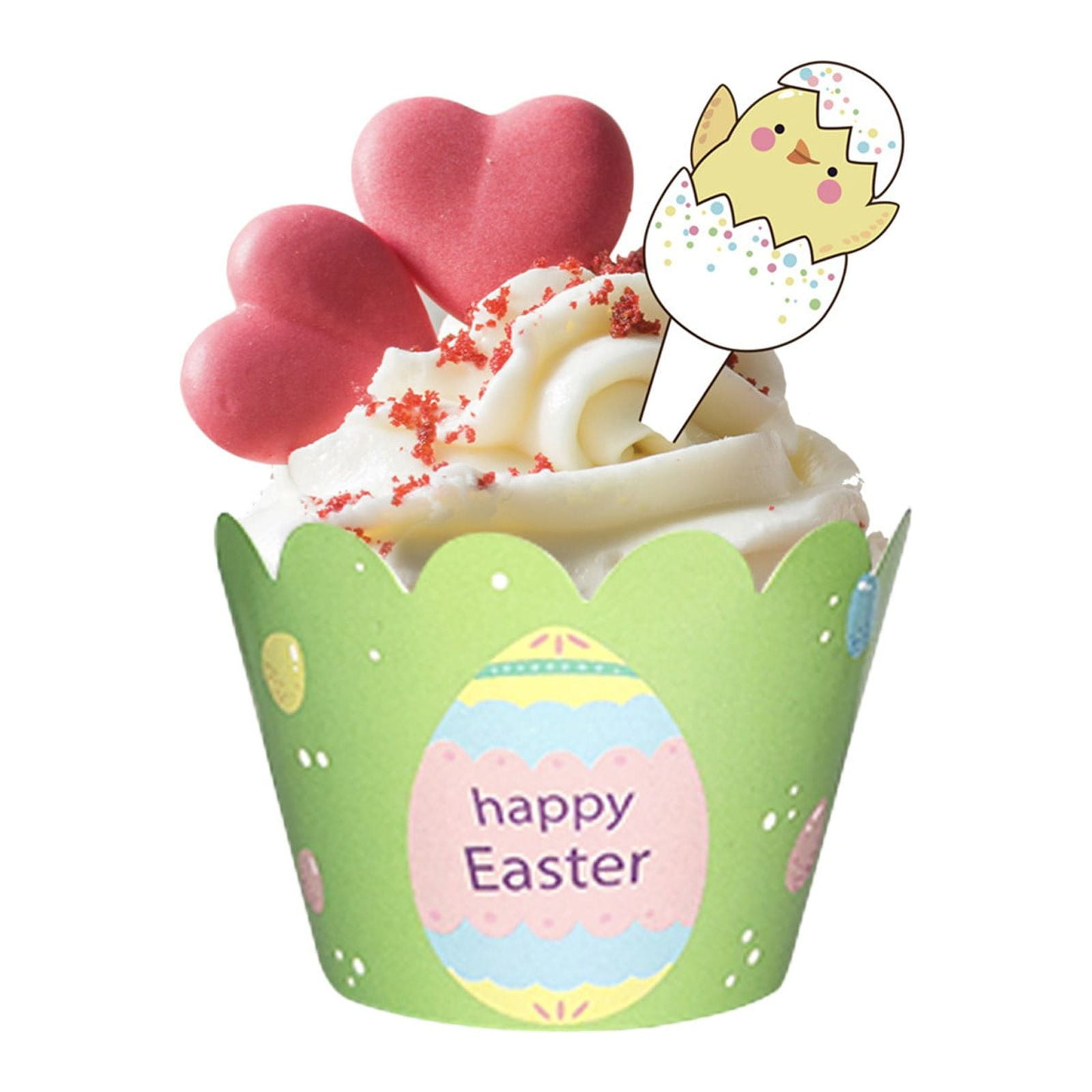 YUEVE Easter Cupcake Toppers Liners Decorations Kit Bunny Paper Baking ...
