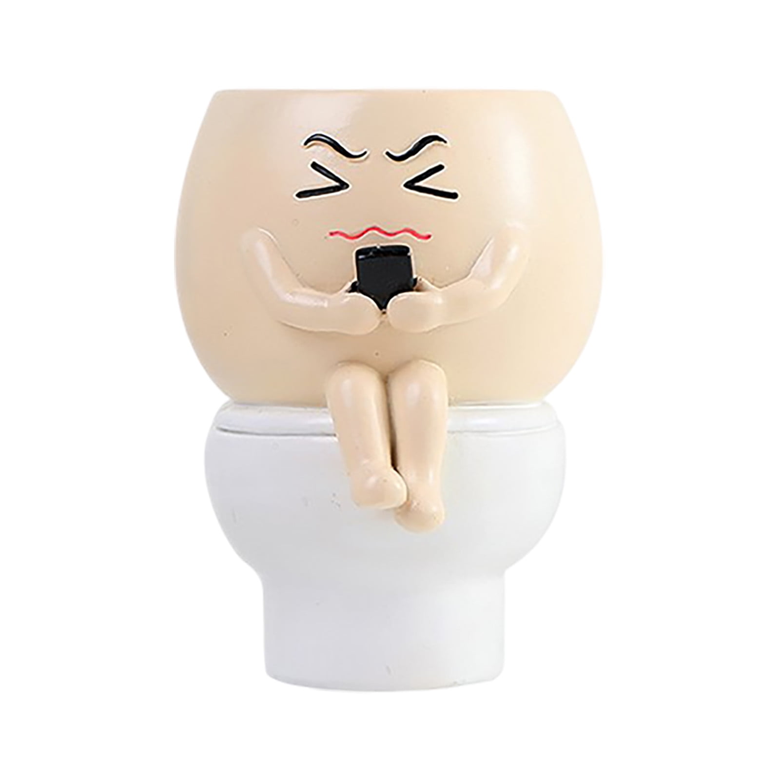 YUEVE Face Planter Pots Funny Toilet Pot For Indoor Cute Face Head ...