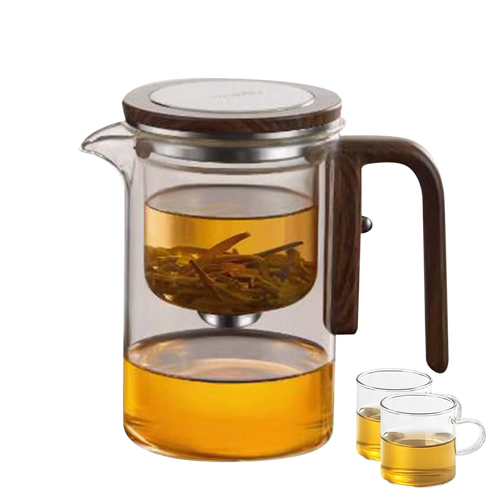YUEVE Food Storage Canisters Water Separation Glass Teapot With Wooden ...