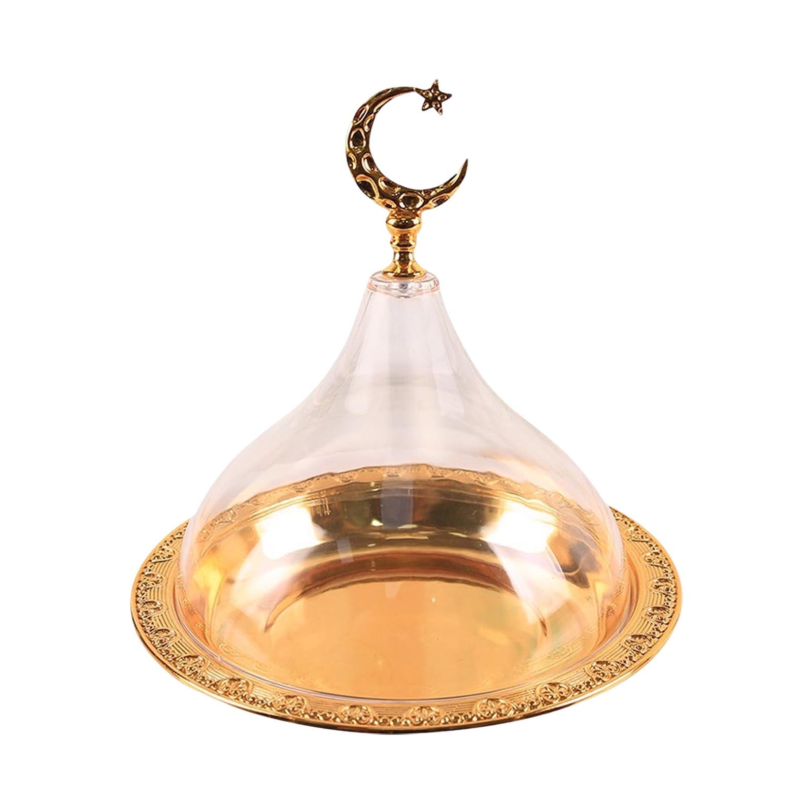 YUEVE Serving Dish With Acrylic Clear Dome Golden Vintage Serving ...