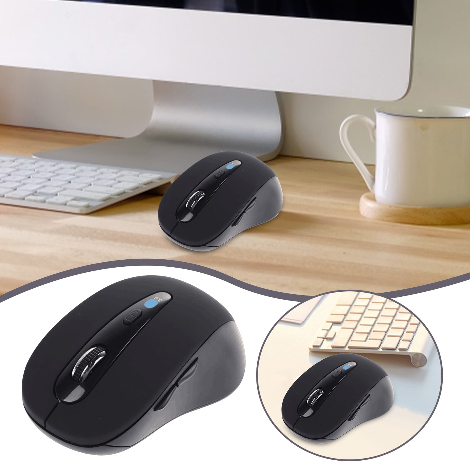 YUEVE Silent Wireless Ergonomic Quiet Click Design for Work and Travel, 2.4G Bluetooth Slim ...