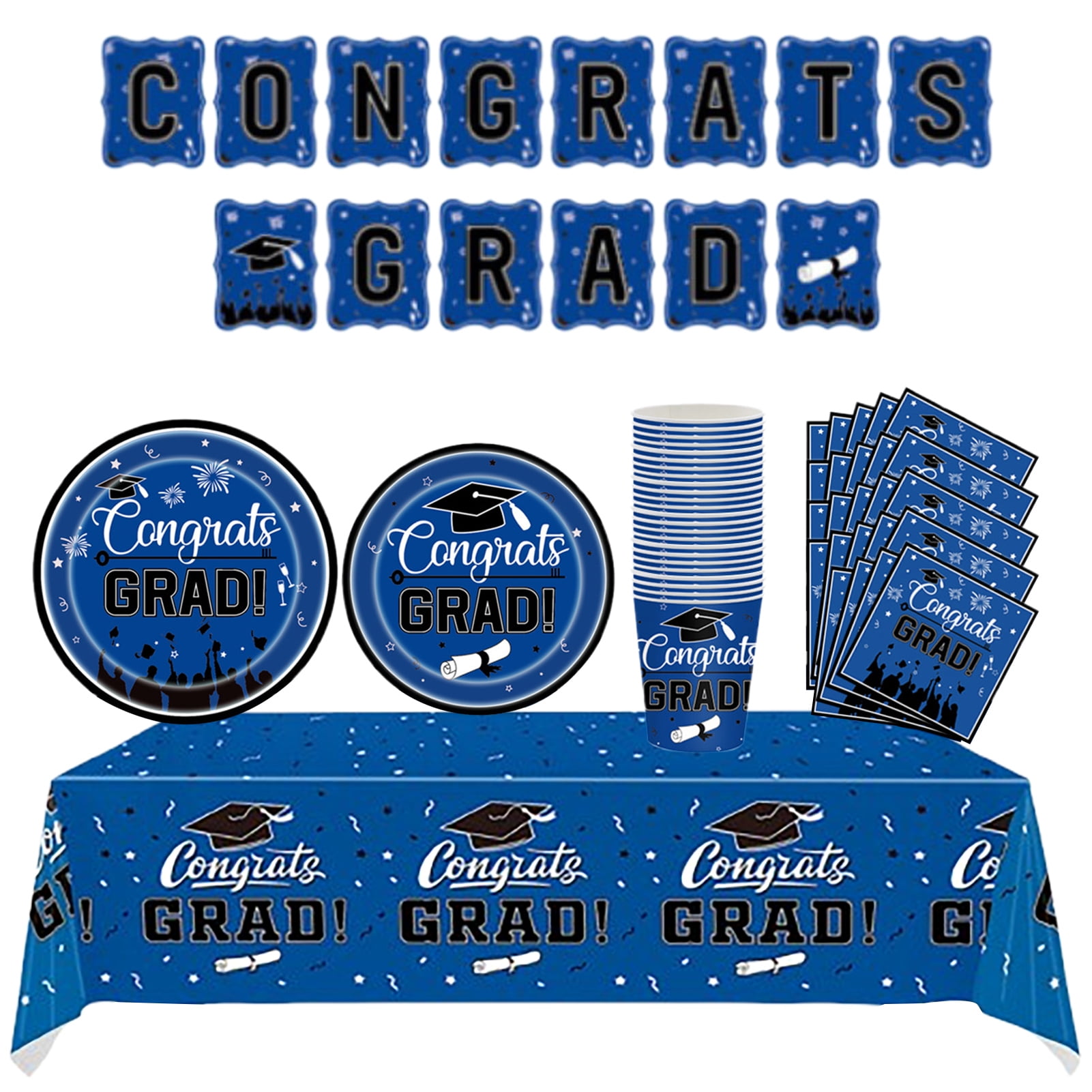YUEWAN 2025 Graduation Decorations Kit: Black and Blue Graduation Party ...