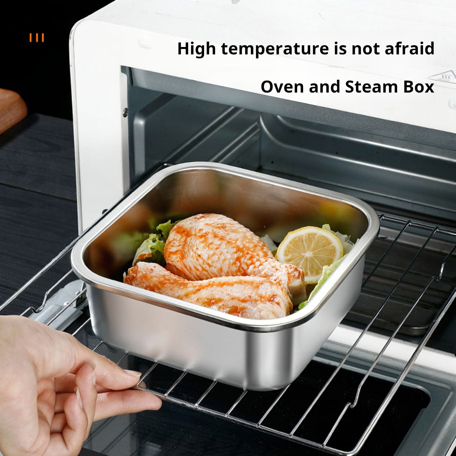 YUEWAN 2300ML Crisper Box, Stainless Steel Bento Lunch Box Square ...