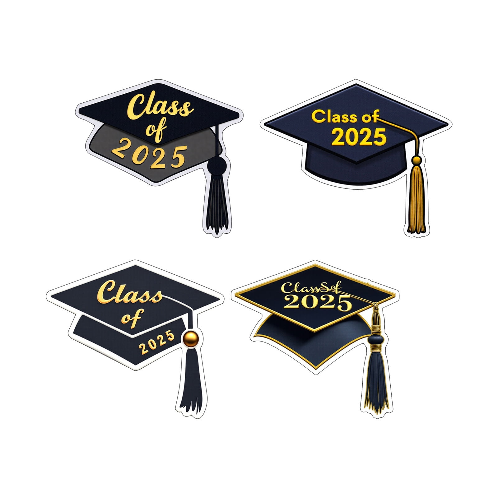 YUEWAN 50 Pcs Class of 2025 Graduation Stickers Labels Black Graduation ...