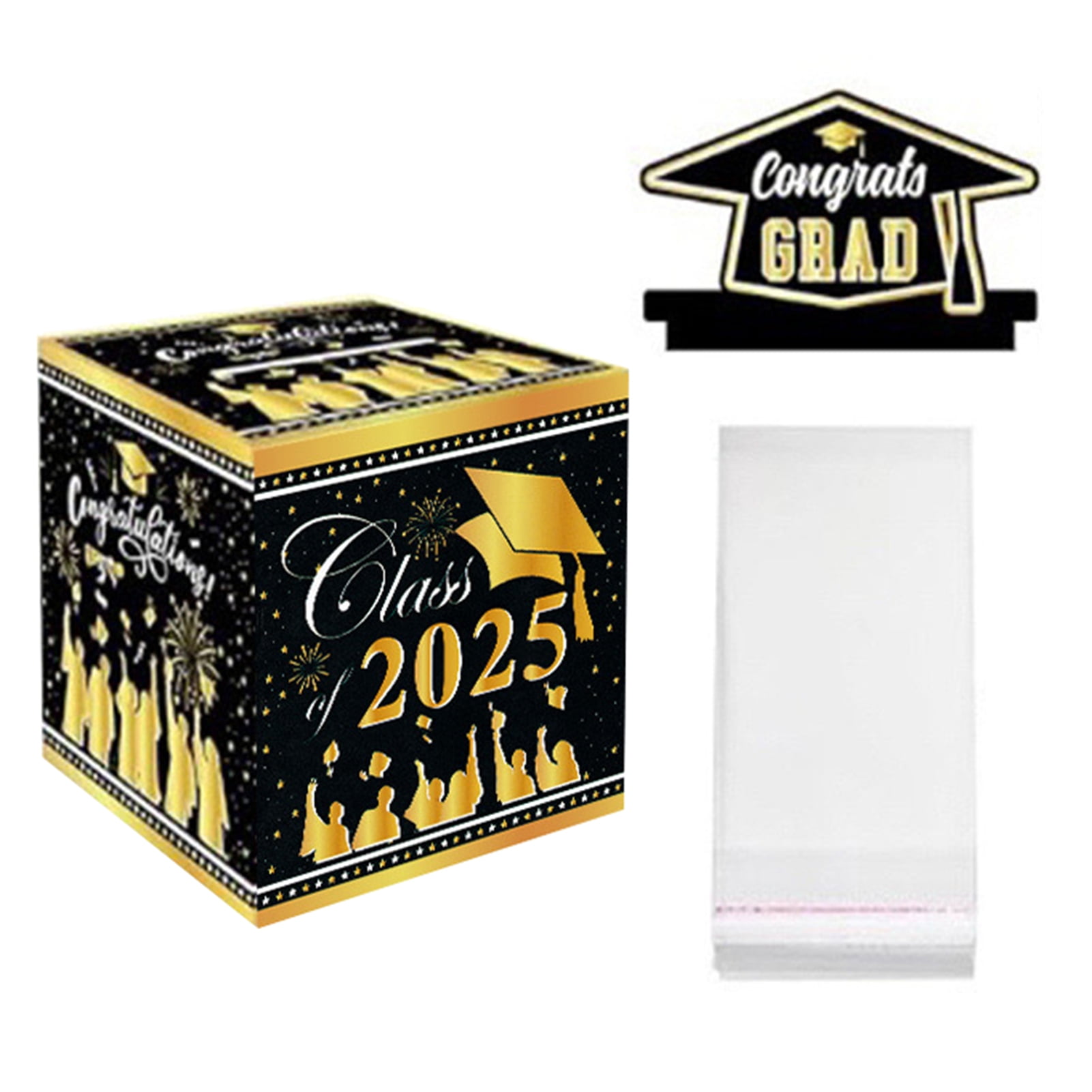 YUEWAN Graduation Money Box for Cash Gift Pull, Black Gold Money Pull ...