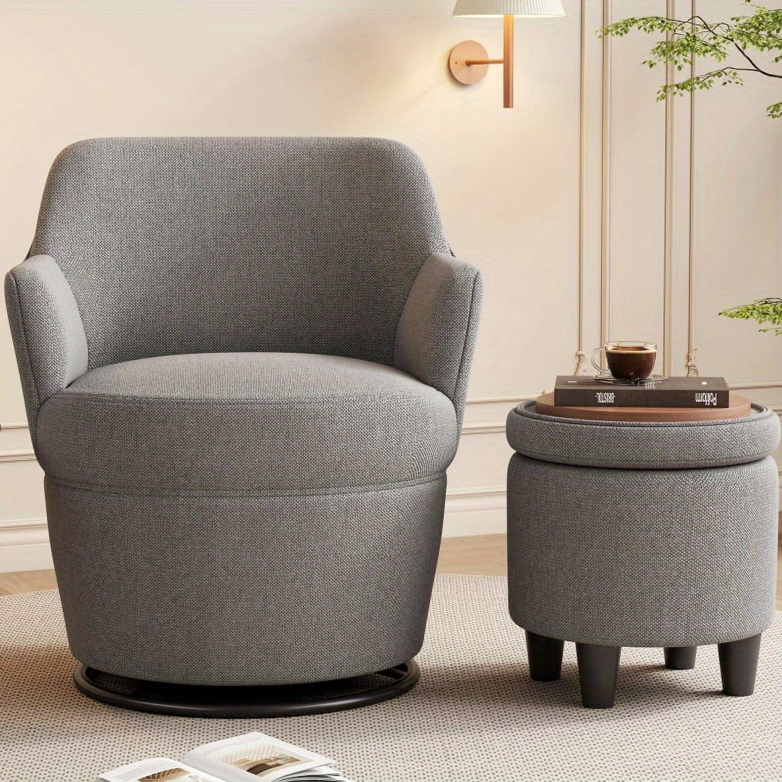 YUEWANG Chair with Ottoman – 360° Rotating Lounge Sofa for Living Room ...