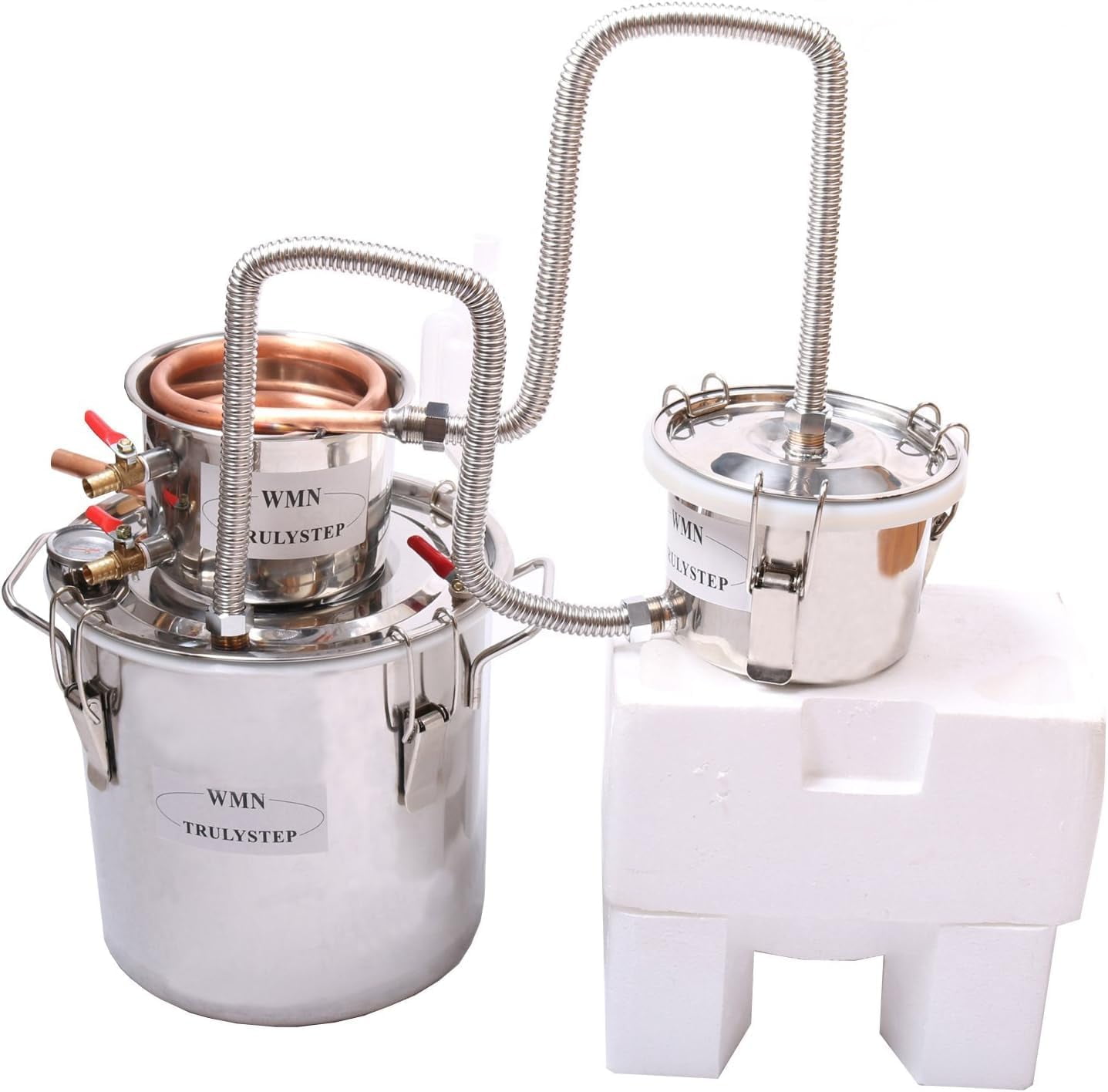 YUEWO 3 Pots DIY 2Gal/10Litres Alcohol Distiller Still Copper Water ...