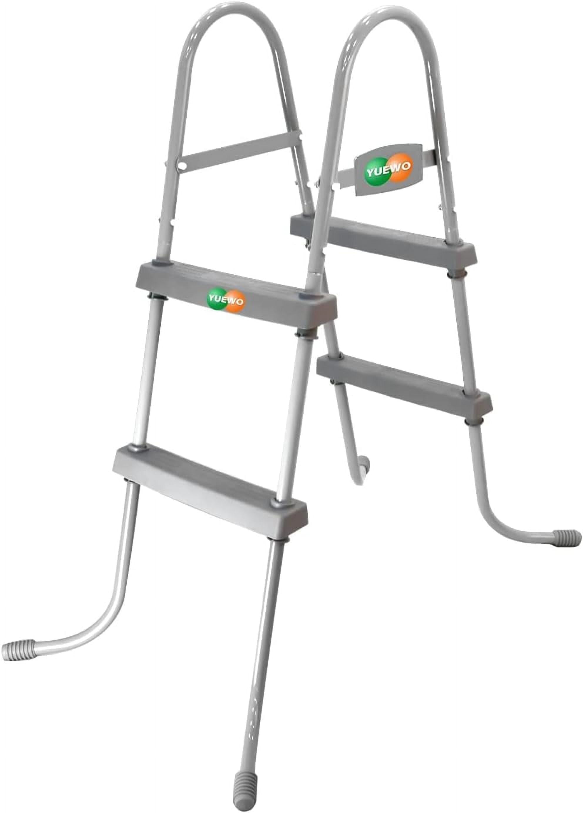 YUEWO 36" 2-Step Steel Frame Above Ground Swimming Pool Ladder with Non ...
