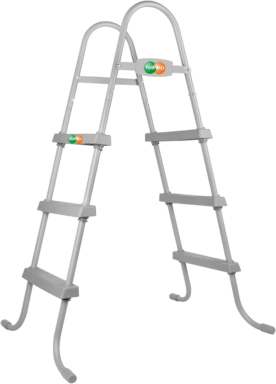YUEWO 42" 3-Step Steel Frame Above Ground Swimming Pool Ladder with Non ...