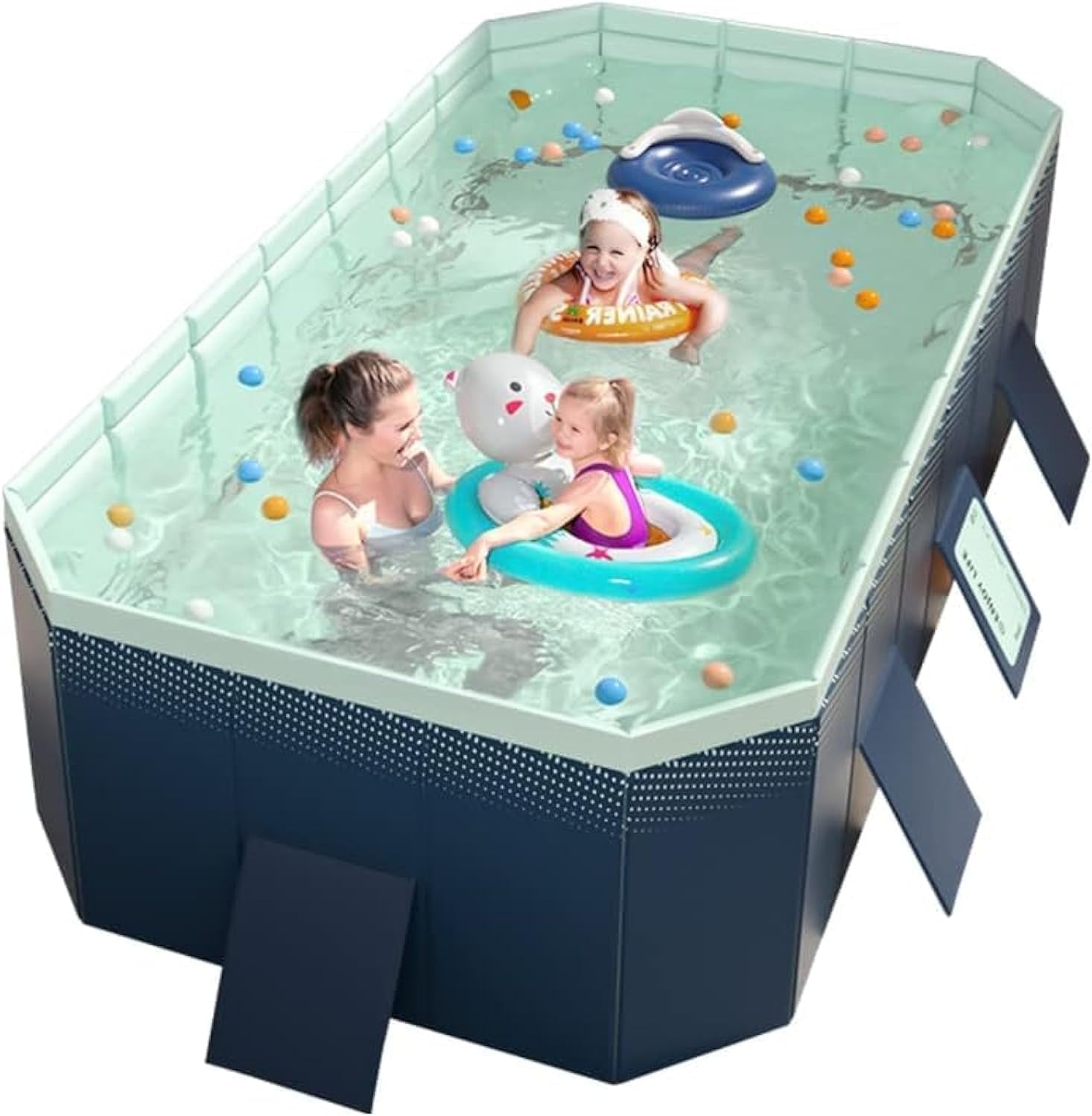 YUEWO Foldable PVC Swimming Pool Hard Plastic Shell Portable Swimming ...