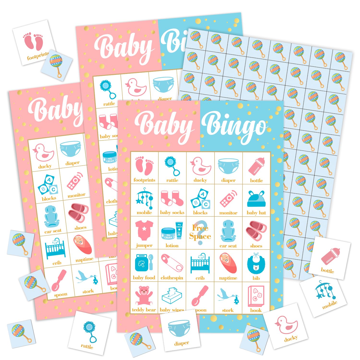 YUEXLL Gender Reveal Bingo Card Set - 24 Players, Neutral Gender Reveal ...