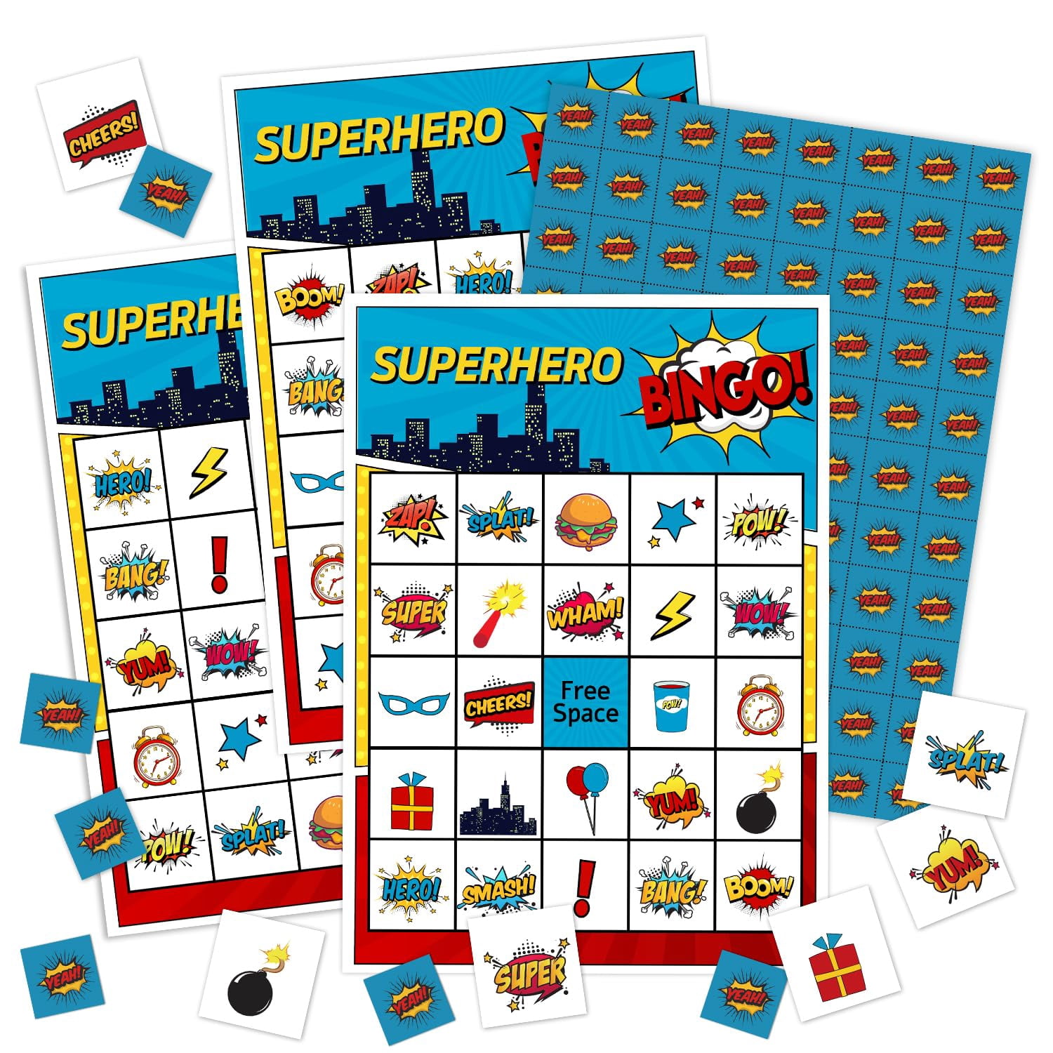 YUEXLL Superhero Bingo Card OIF8 Set - 24 Players, Activities for ...