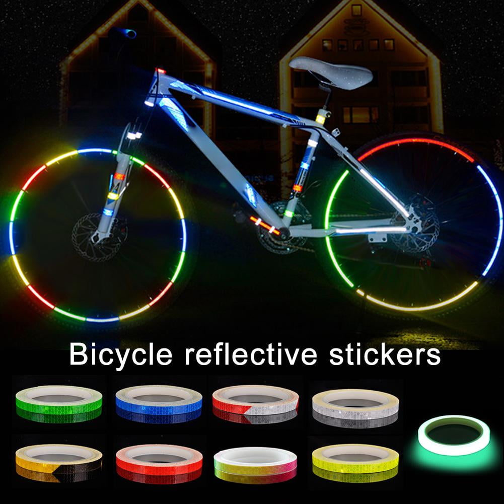 YUEYAN 1x 8M Bicycle Wheels Reflect Fluorescent MTB Bike Reflective ...