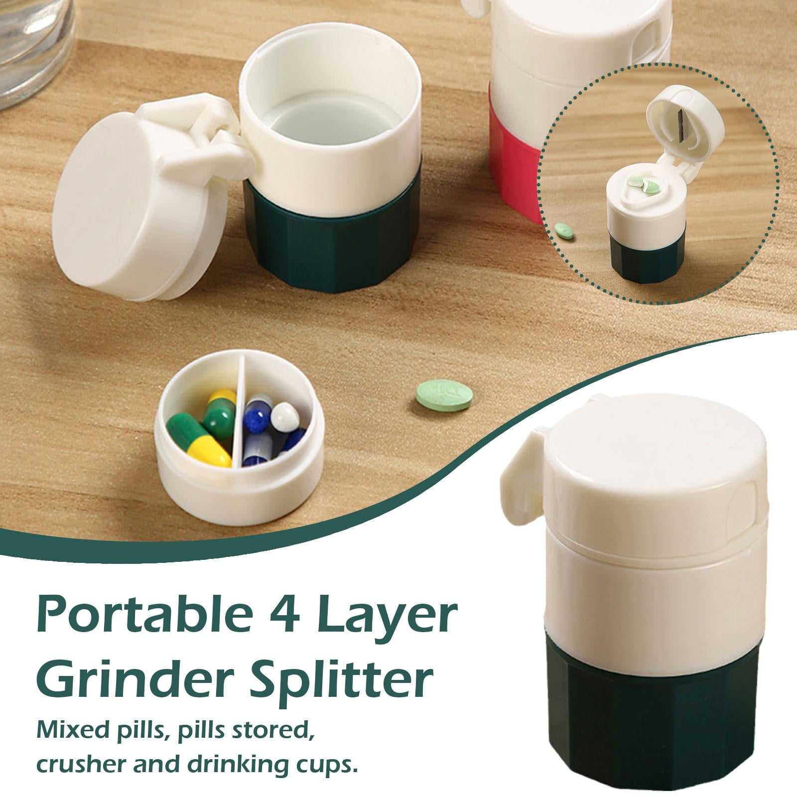 YUEYAN 4 Layer Pill Crusher Grinder Splitter Tablet Box Cutt Medicine ...