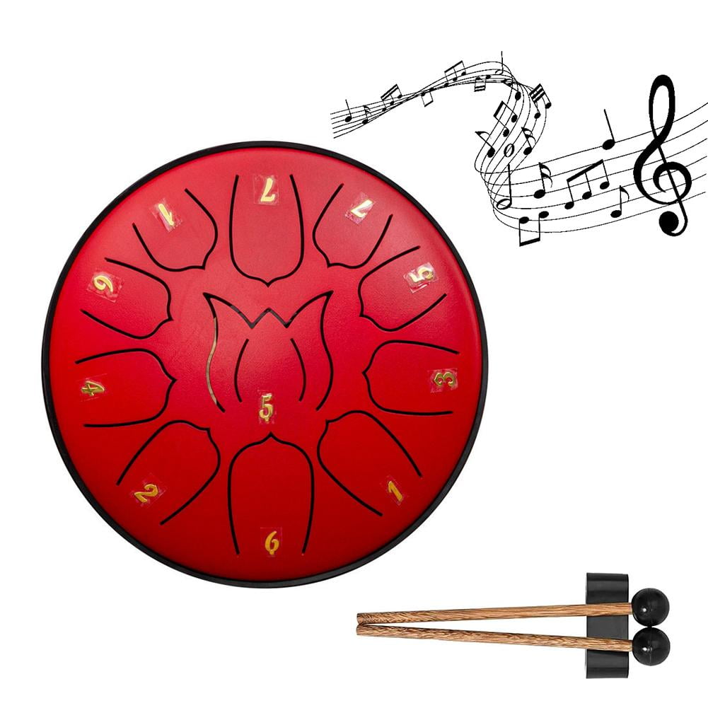 YUEYAN 6 Inch 11 Tone Steel Tongue Drum Hand Pan Drum Drumstick ...