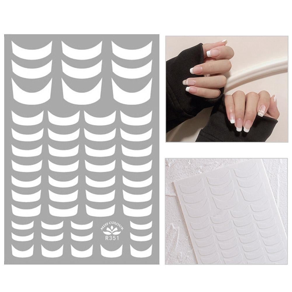 YUEYAN Art Nail Stickers Decals WHITE French Line Manicure Nail ...