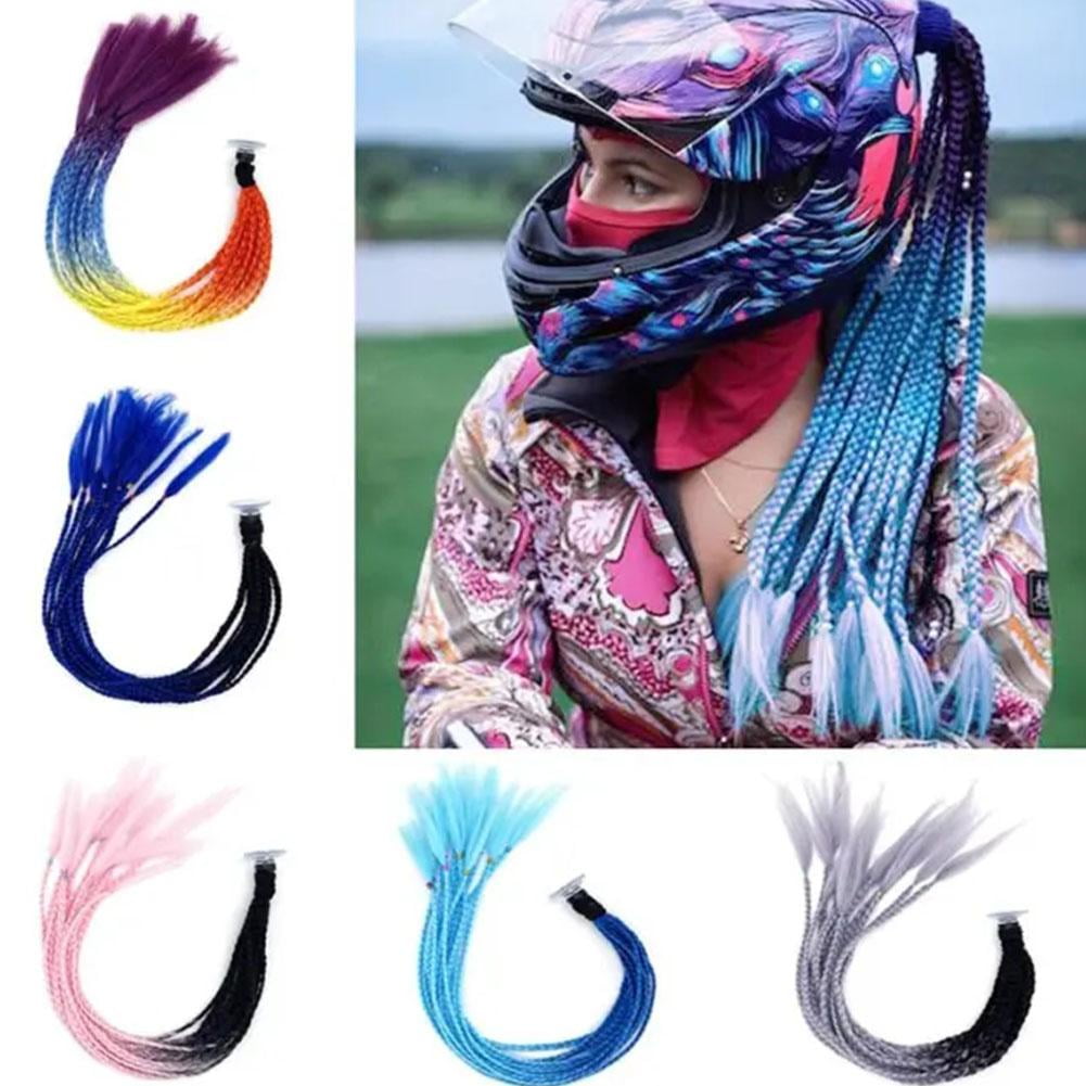 YUEYAN Braids Pigtails Motorcycle Helmet Braid Ponytail Motorbike ...
