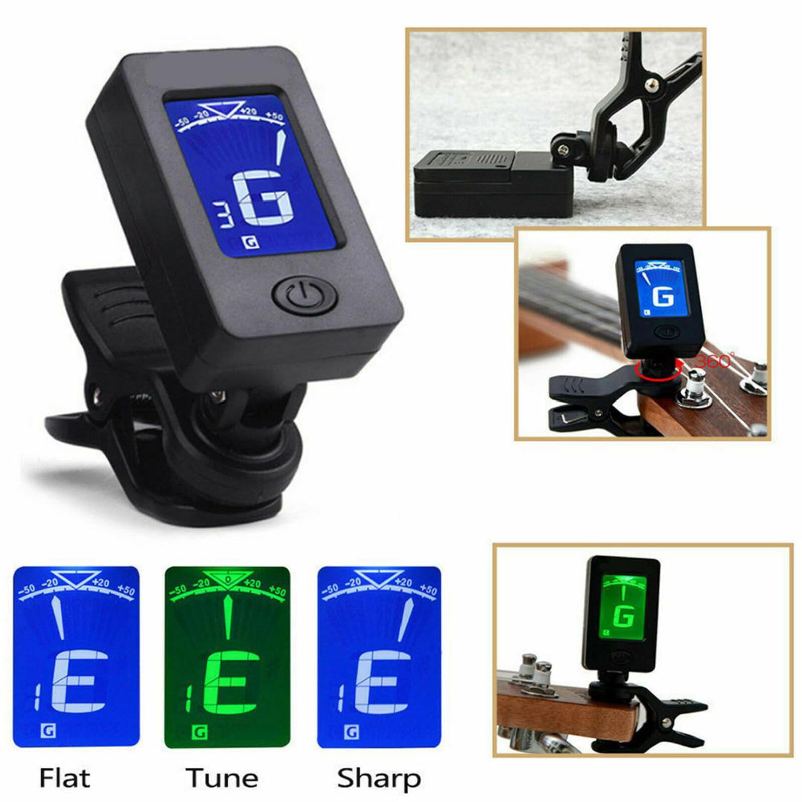 YUEYAN Guitar Tuner Clip OnLED Screen Electronic Digital Guitar TunerProfessional Clipon Guitar ...