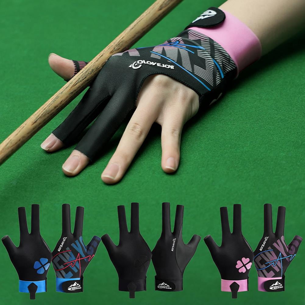 YUEYAN Open Finger Billiard Pool Gloves Adjustable Sticker Polyester ...