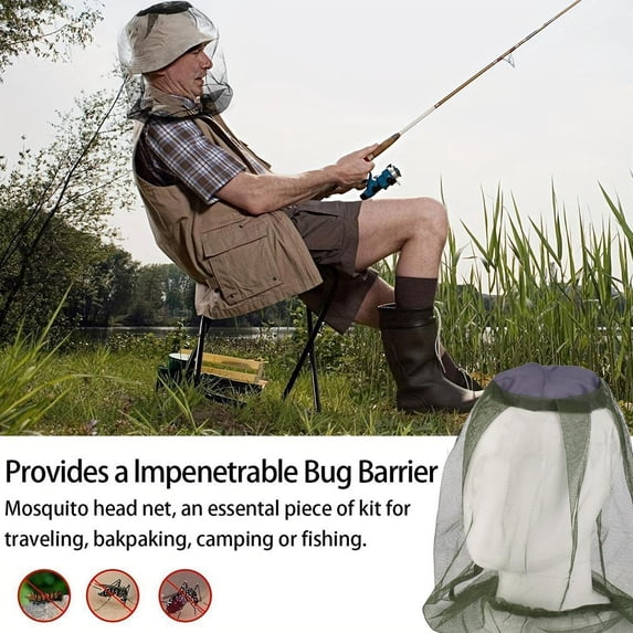 YUEYAN Outdoor Mosquito Fly Insect Head Net Hat Bee Bug Face Mesh Mask ...