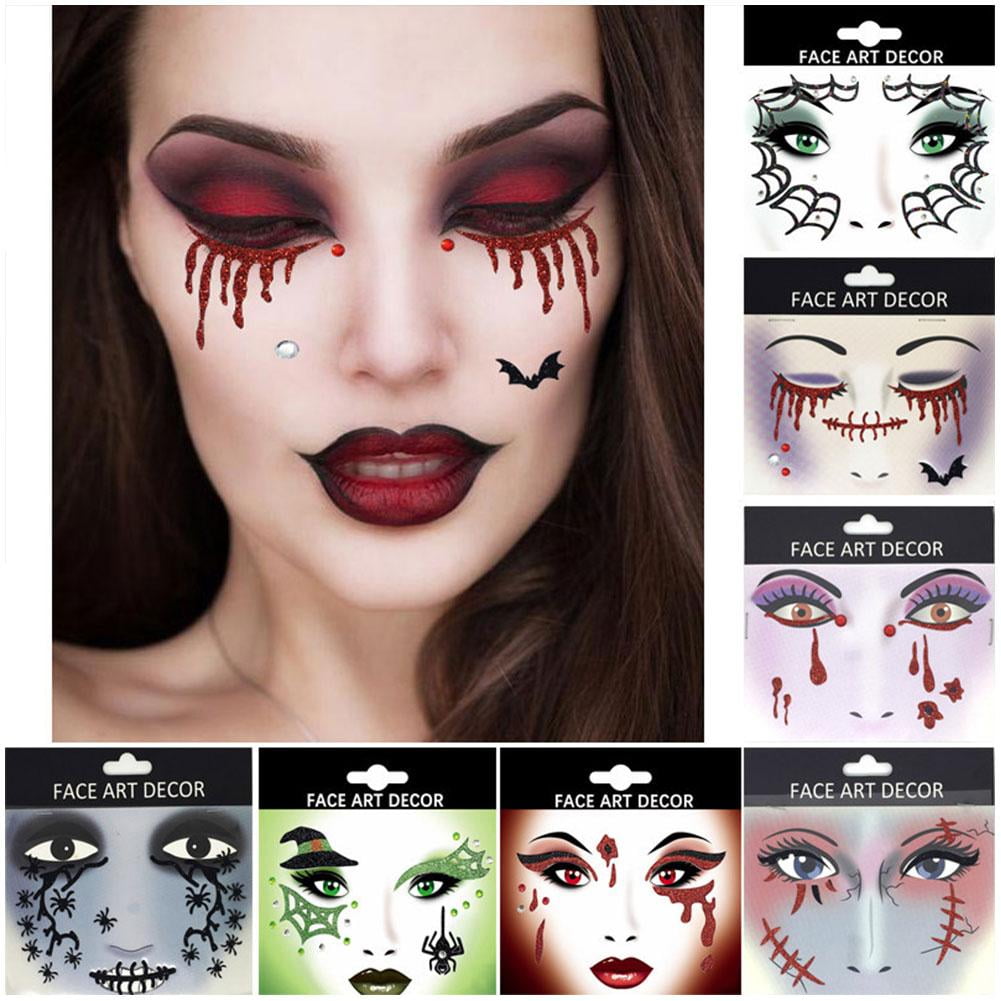 YUEYAN SHYKNYU Halloween Eye Shadow StickersSpider Web Witch Bat Blood ...
