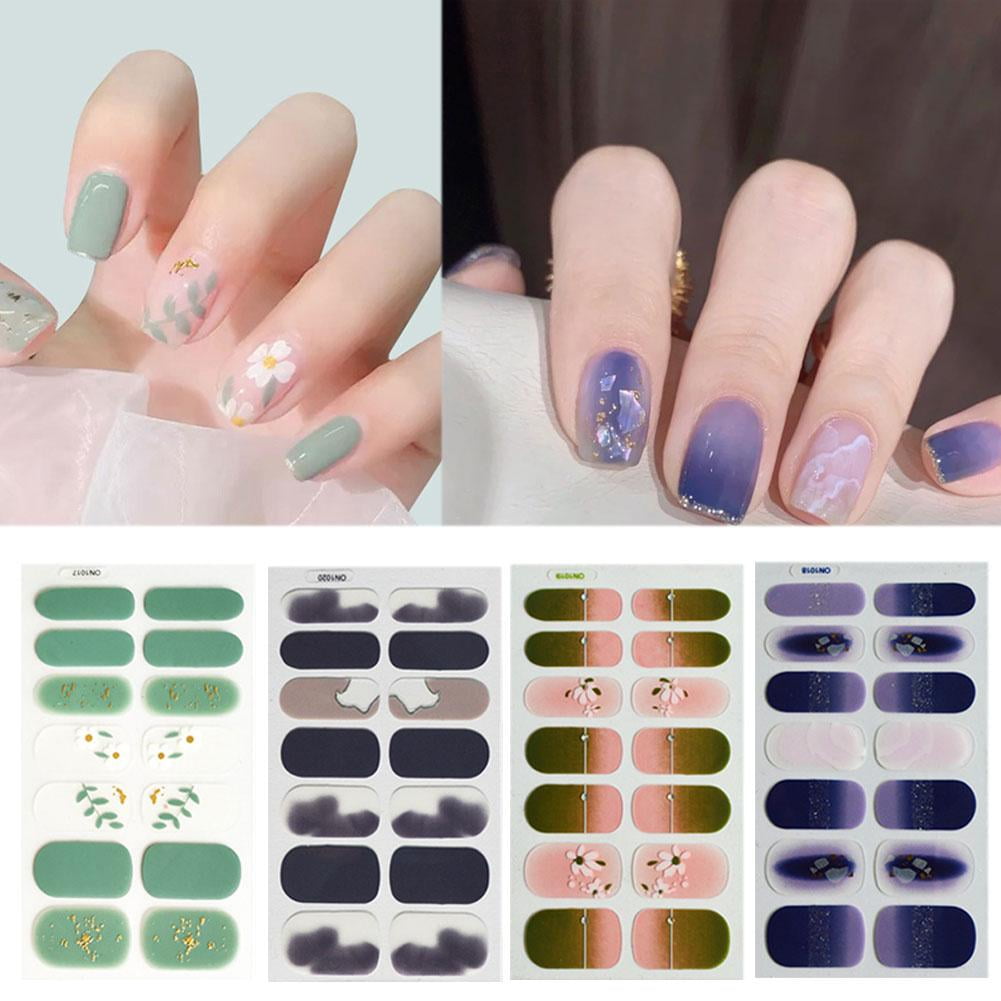 YUEYAN Semi Cured Gel Nail Stickers UVLED Baking Lamp Gel Nail Paste ...