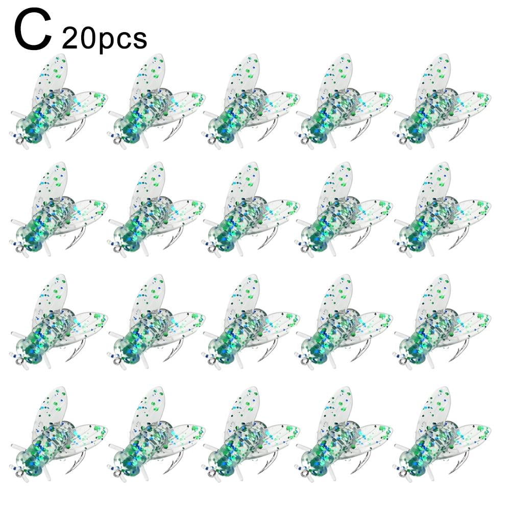 YUEYAN Soft Rubber Fly Fishing Lures Kit with Barbed Hooks for Bass ...