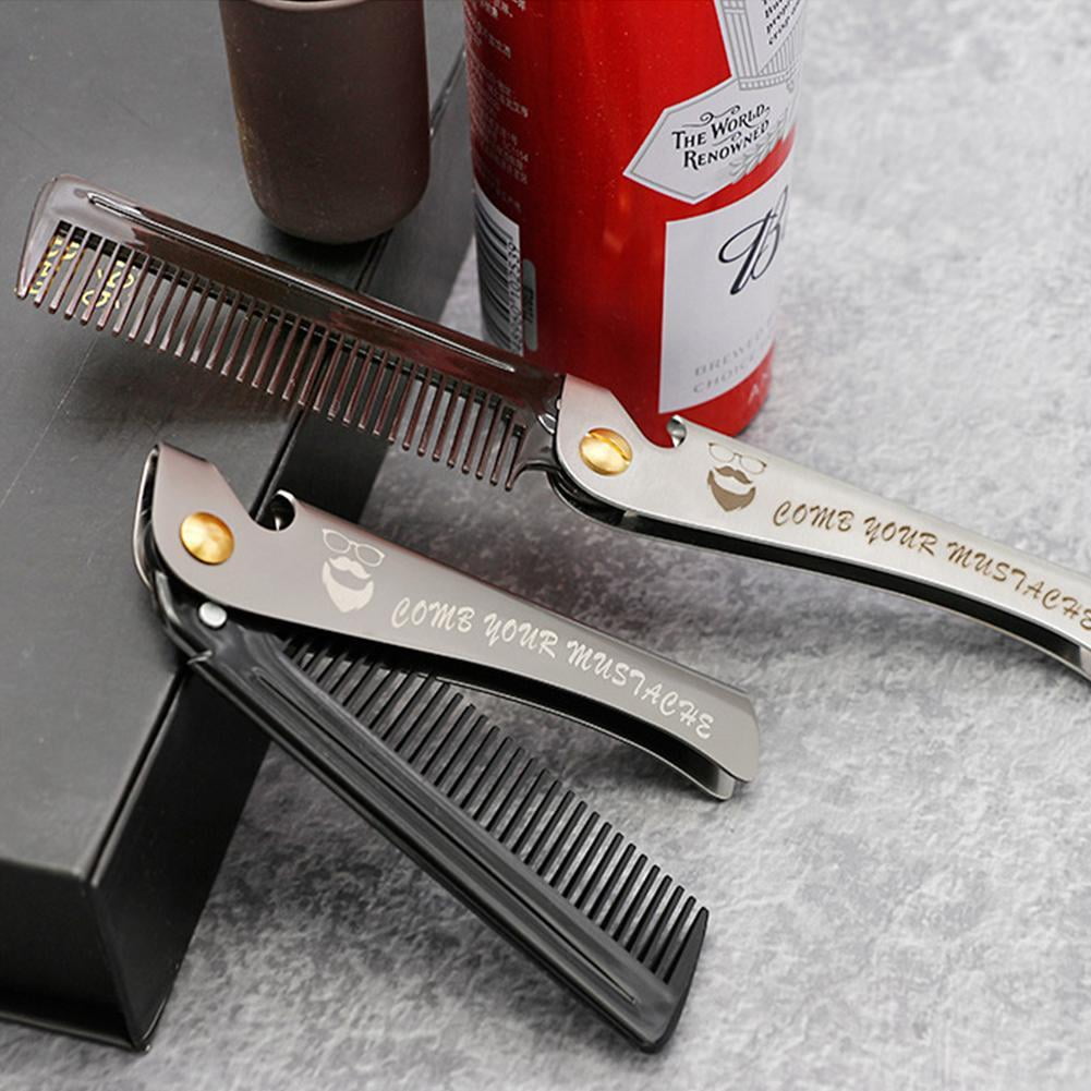YUEYAN Steel Beard and Mustache Comb Folding Fine Pocket New Teeth NEW ...
