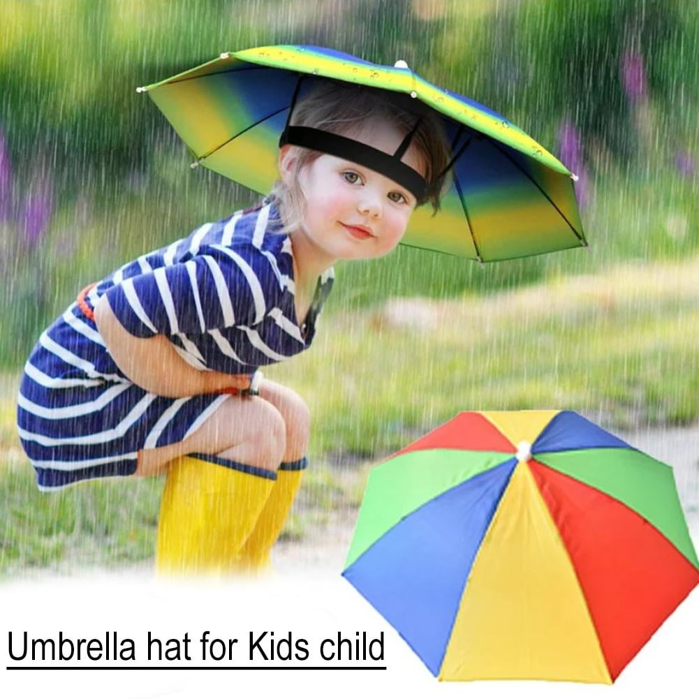 YUEYAN Umbrella Hat Rainbow Umbrella Cap Head Umbrella Hat B5 For Kids ...