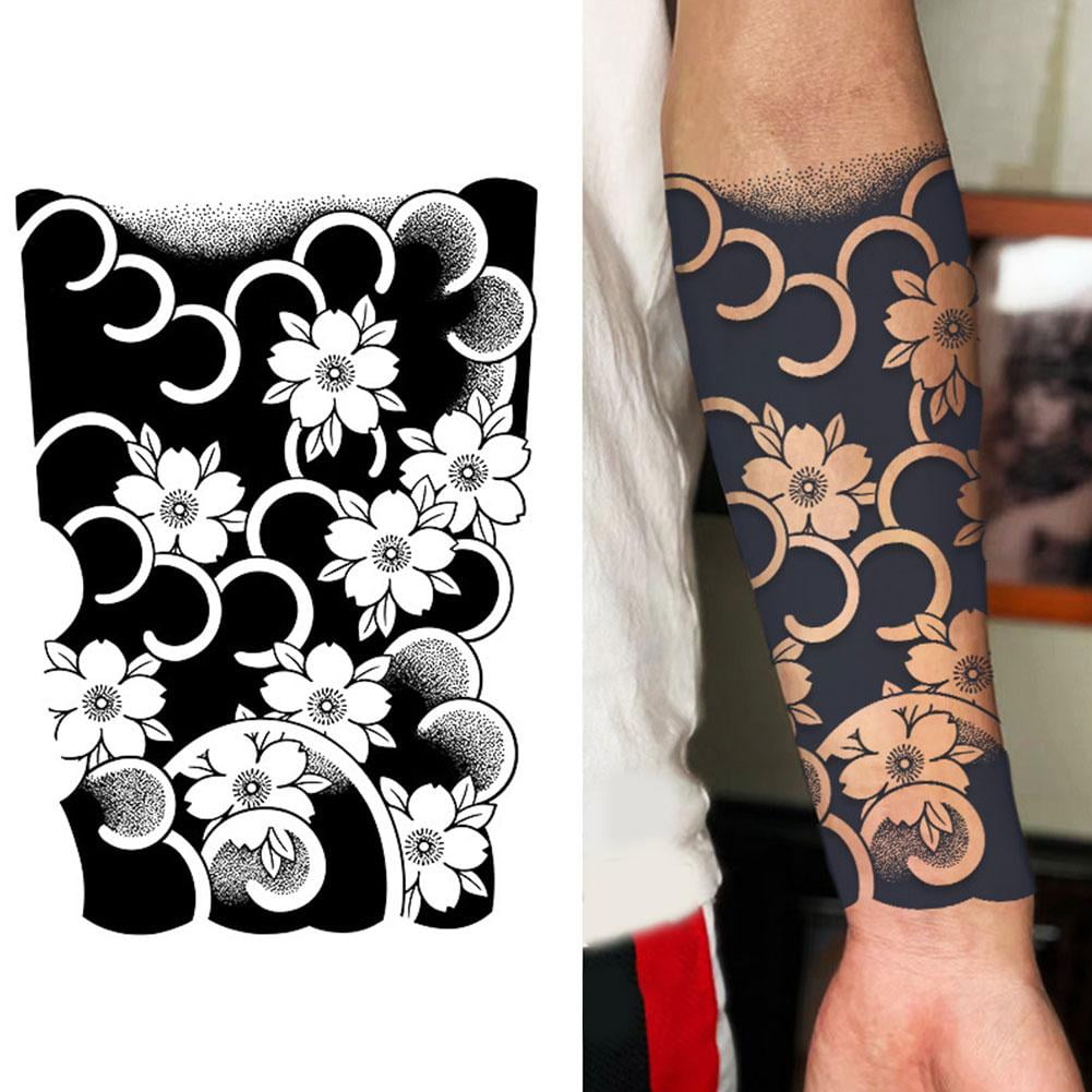 YUEYAN Waterproof Japanese Half Arm Tattoo Sticker Traditional Design ...