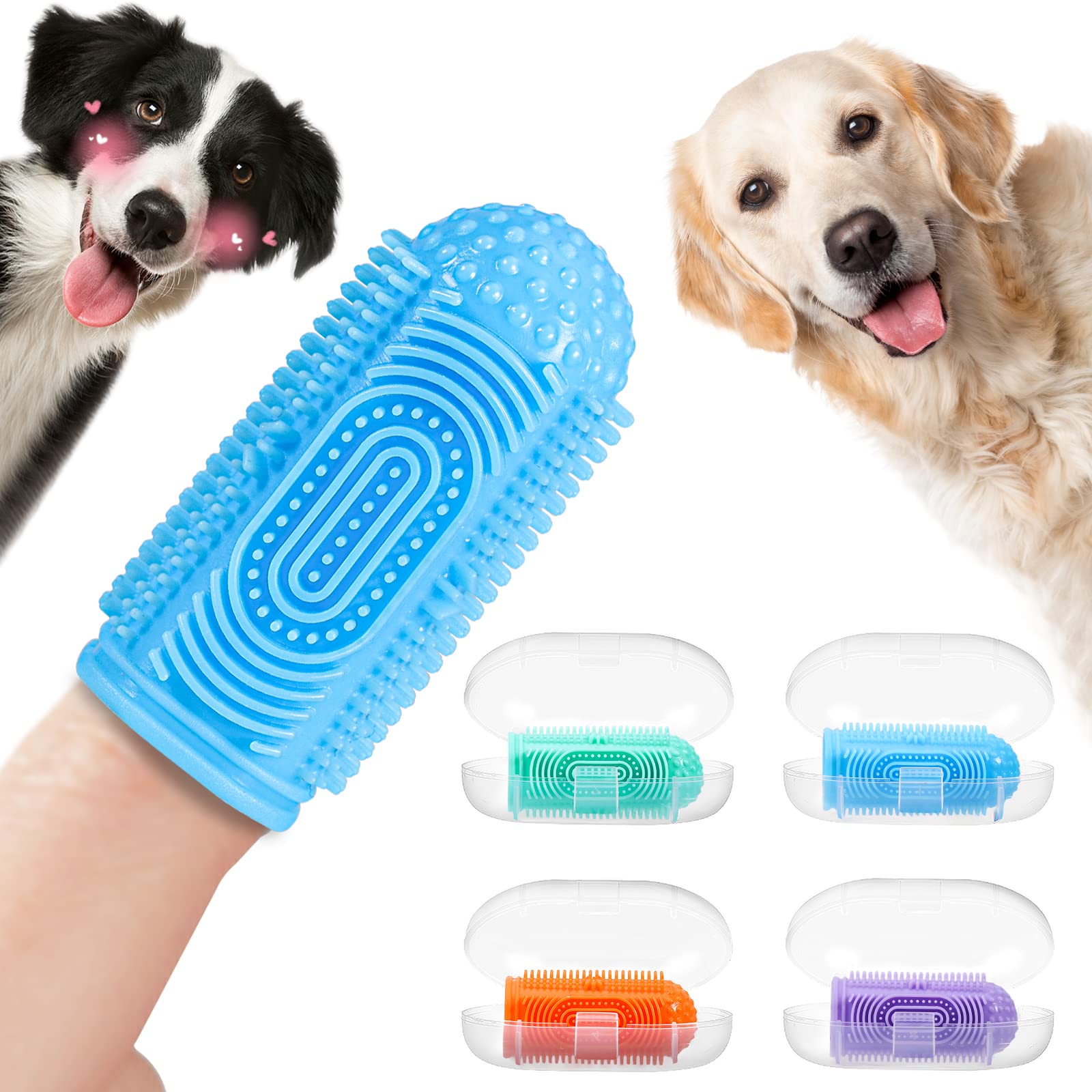 YUEYUEJIA Dog Toothbrush FEV6 Finger Toothbrush Dogs Tooth Brushing Kit ...