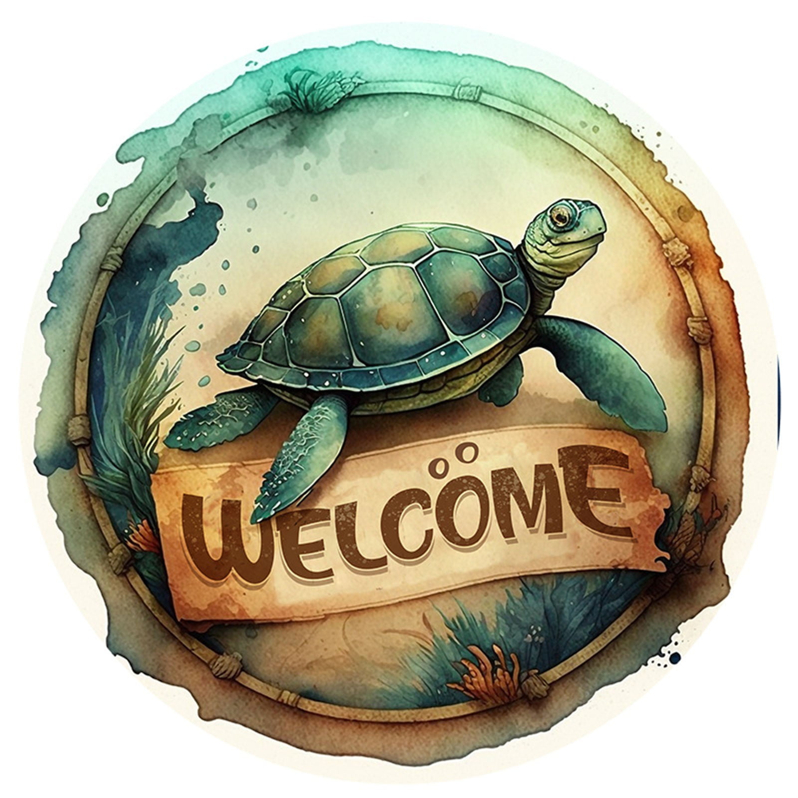 YUEtays Clearance Sea Turtle Ocean Welcome Sign for Front Door Porch ...