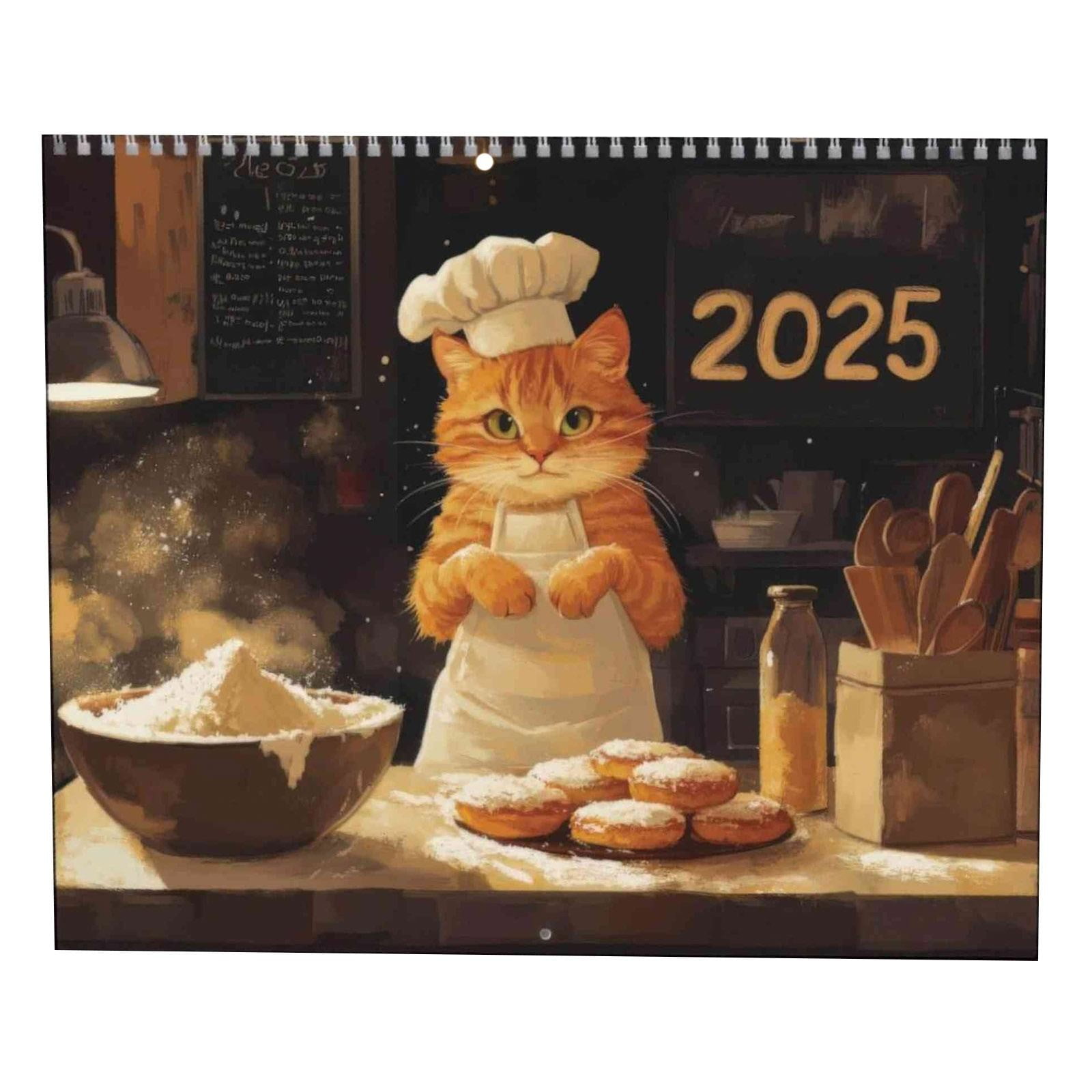 YUEtays Cooking Cats Calendar 2025,11" X 8.5"Cooking Themed Cute Cat ...
