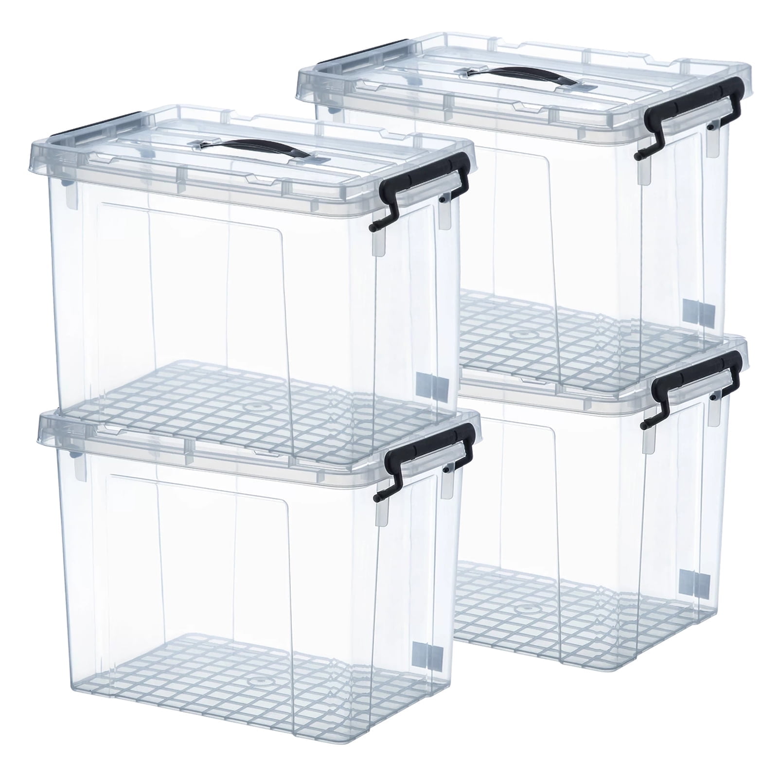 YUFER 95 Qt Clear Storage Bins with Lids, 4 Pack - Stackable Plastic ...