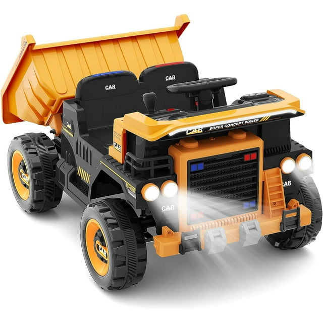 YUFU 12V Battery Kids Ride On Dump Truck RC Construction Tractor w ...