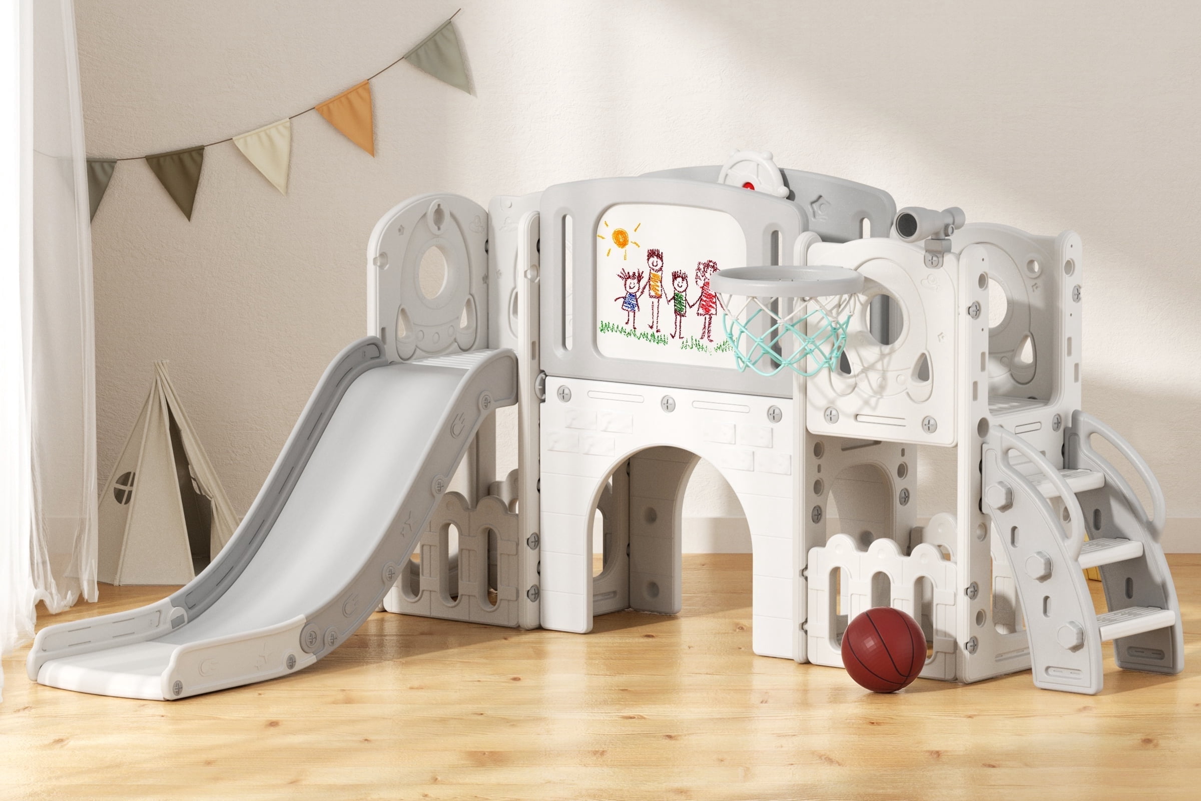 YUFU 9-in-1 Toddler Slide Set for Indoor and Outdoor Play for Age 1 ...