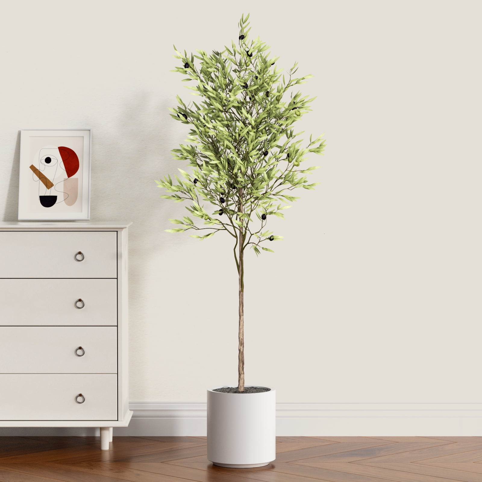 YUFU Artificial Olive Tree 7FT Tall Faux Silk Plant for Home Office ...