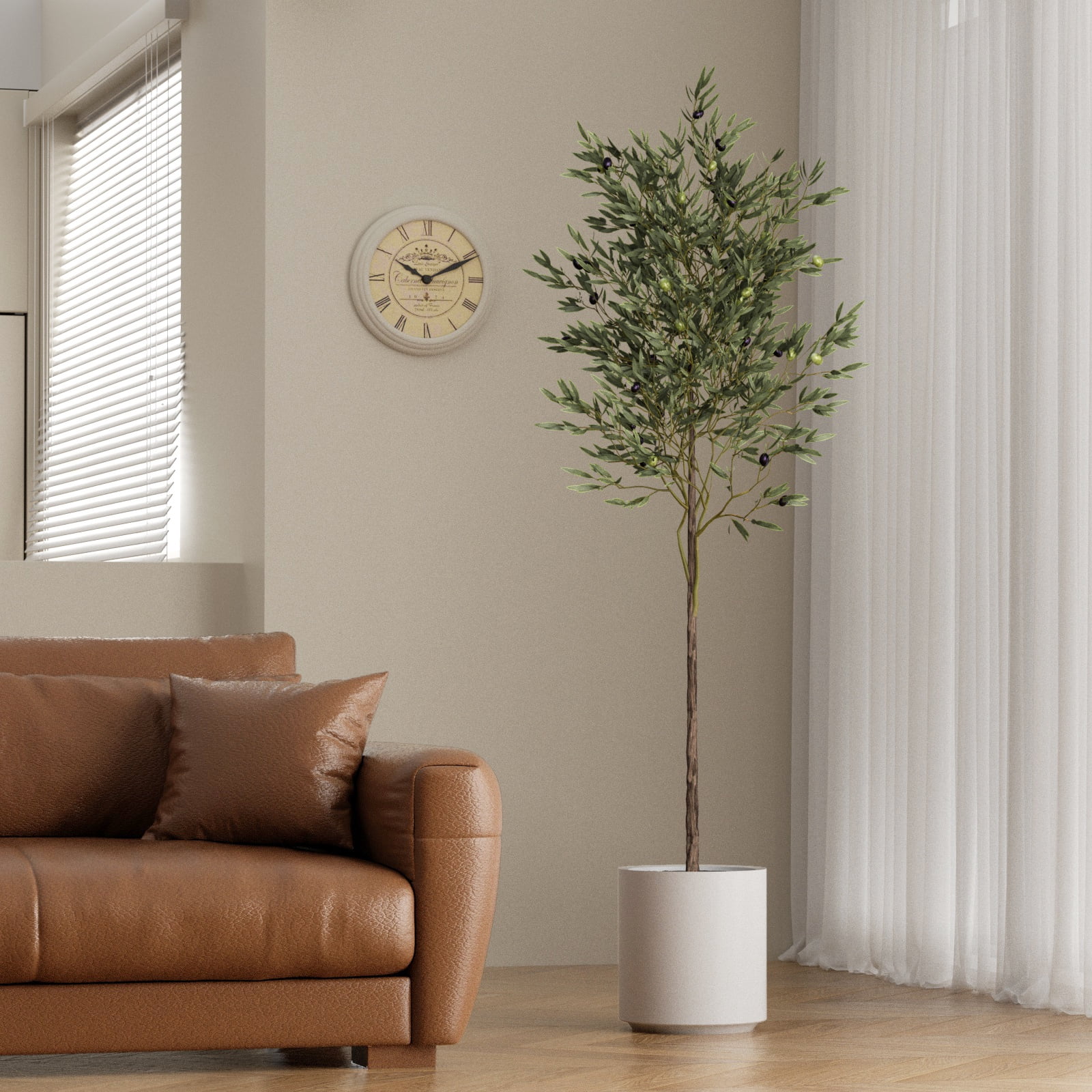 Yufu 7ft Artificial Olive Trees Indoor Fake Silk Tree With Pot House