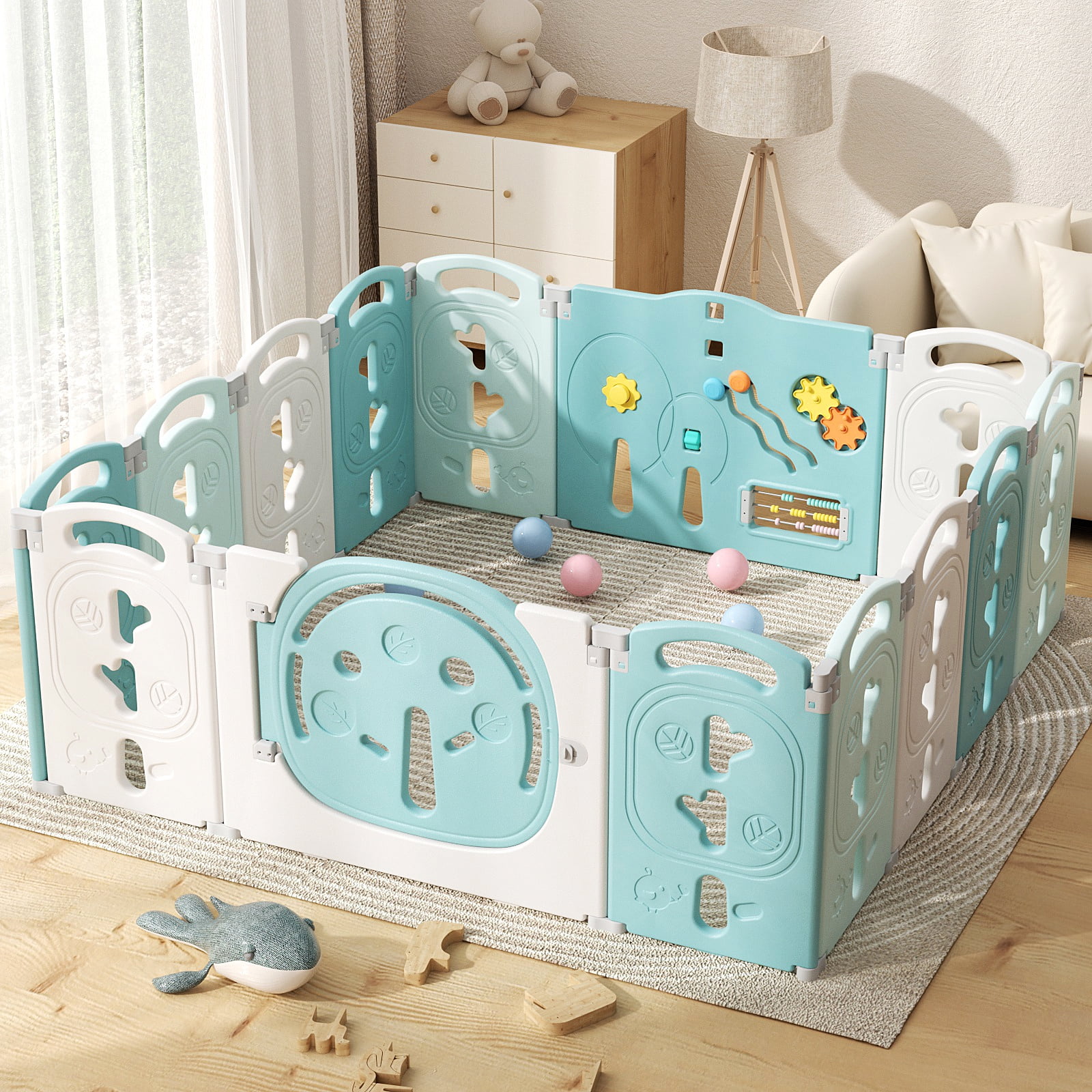 YUFU Baby Playpen, 14-Panel Foldable Kids Safety Activity Center ...